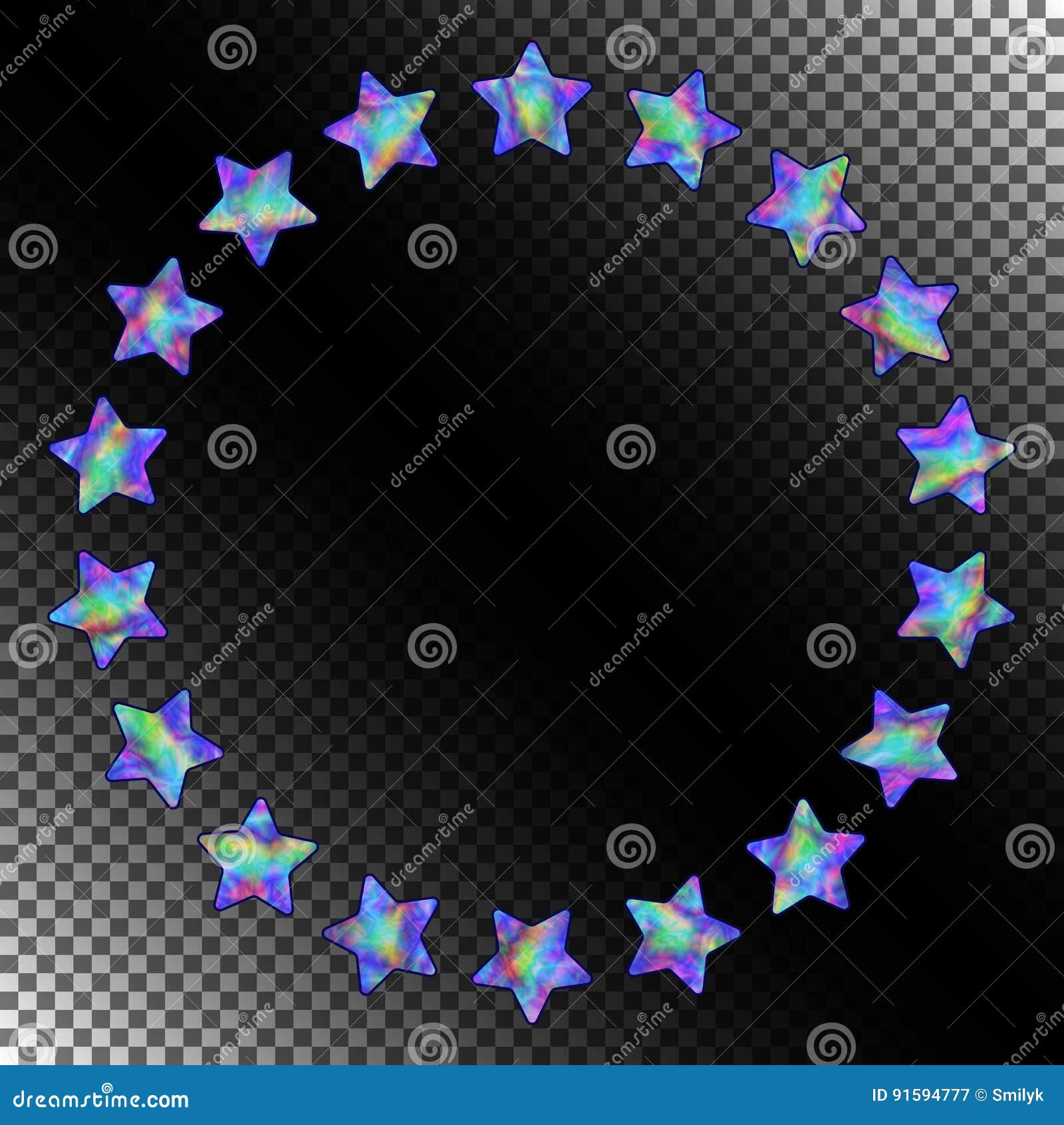 Abstract Round Frame of Stars with Realistic Holographic Effect. Stock ...