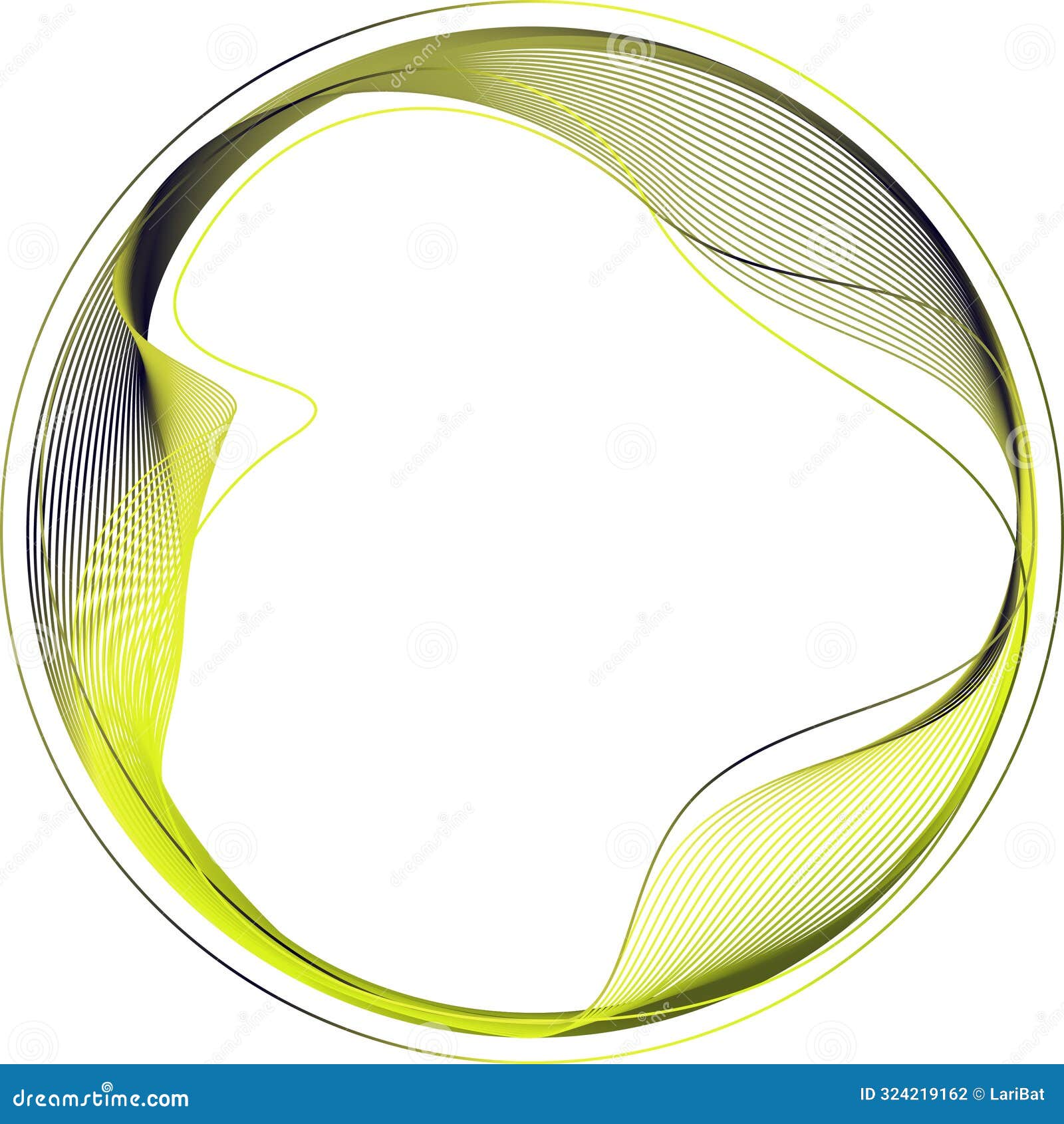 Abstract Round Frame with Yellow-gray Gradient Lines and Open Center ...