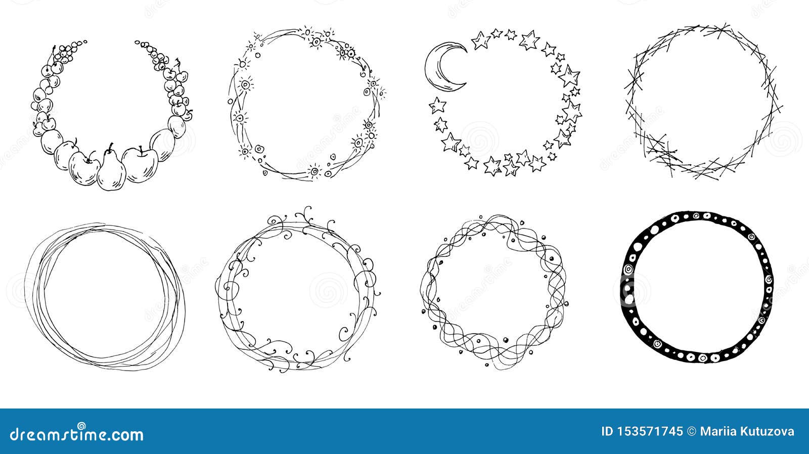 Abstract Round Frames. Hand-drawn Vector Illustration Stock Vector ...