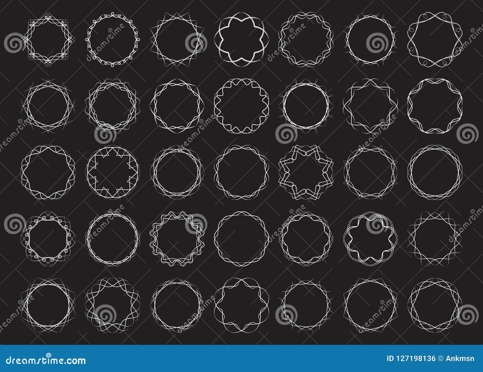 Abstract Round Frames Set Twisted Design Elements Stock Vector - Illustration of message ...