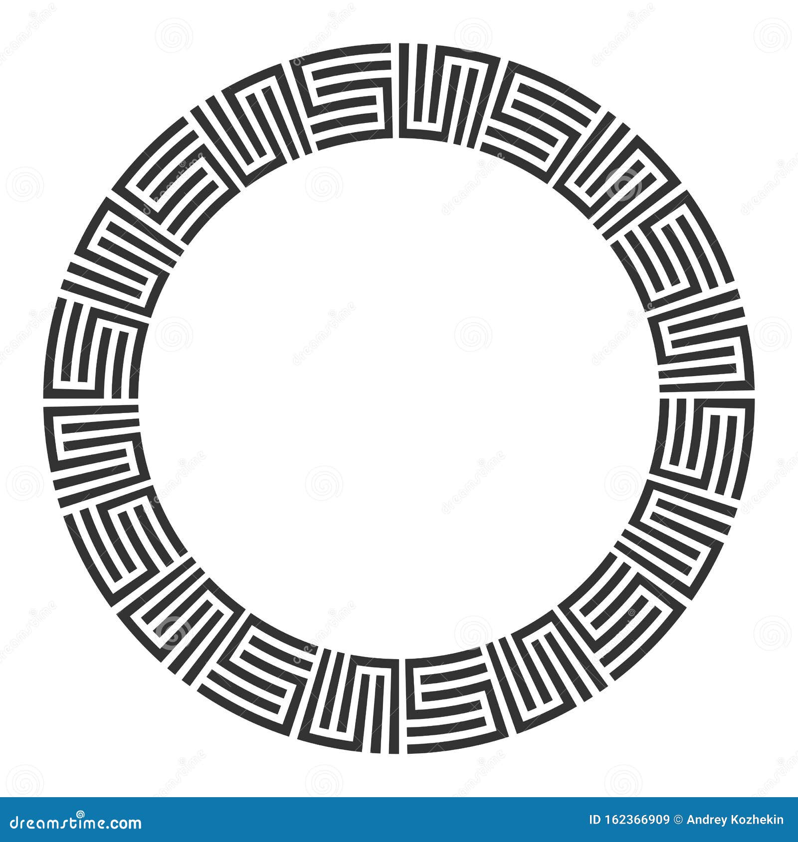 Abstract Round Meander, Circular Geometric Ornament, Greek Frame Stock ...