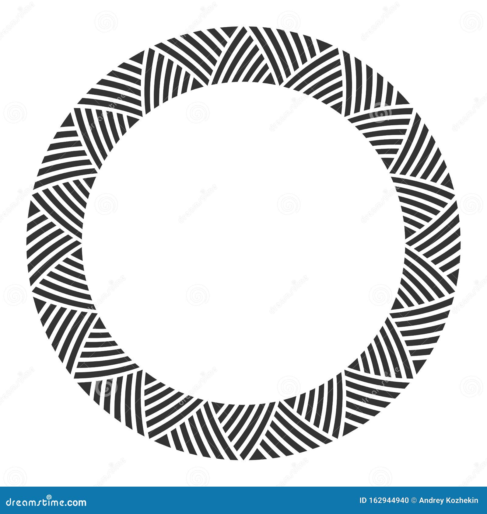 Abstract Round Meander, Circular Geometric Ornament, Striped Frame ...