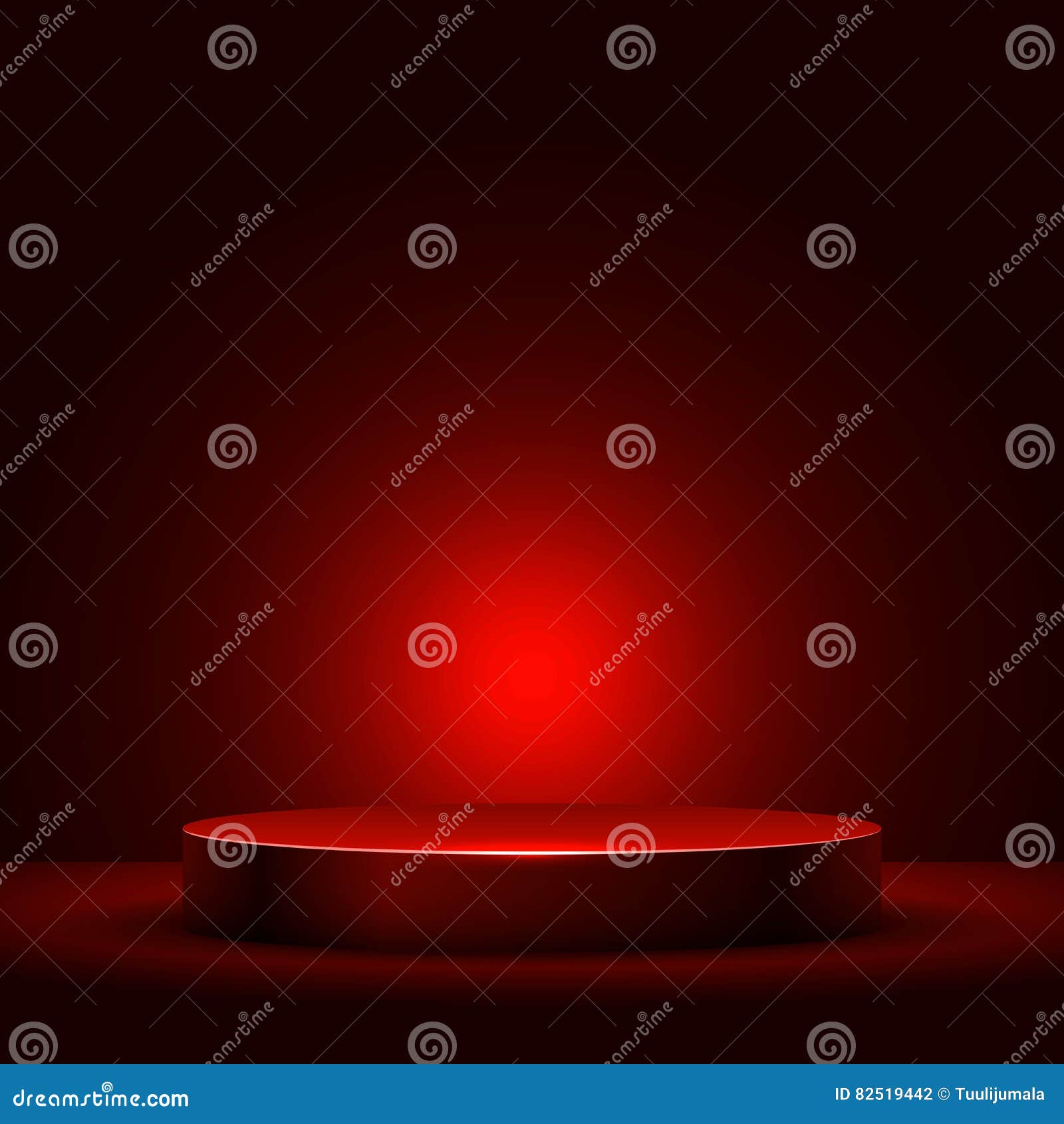 Red Round Podium Illuminated With Spotlight. Award Ceremony Concept ...