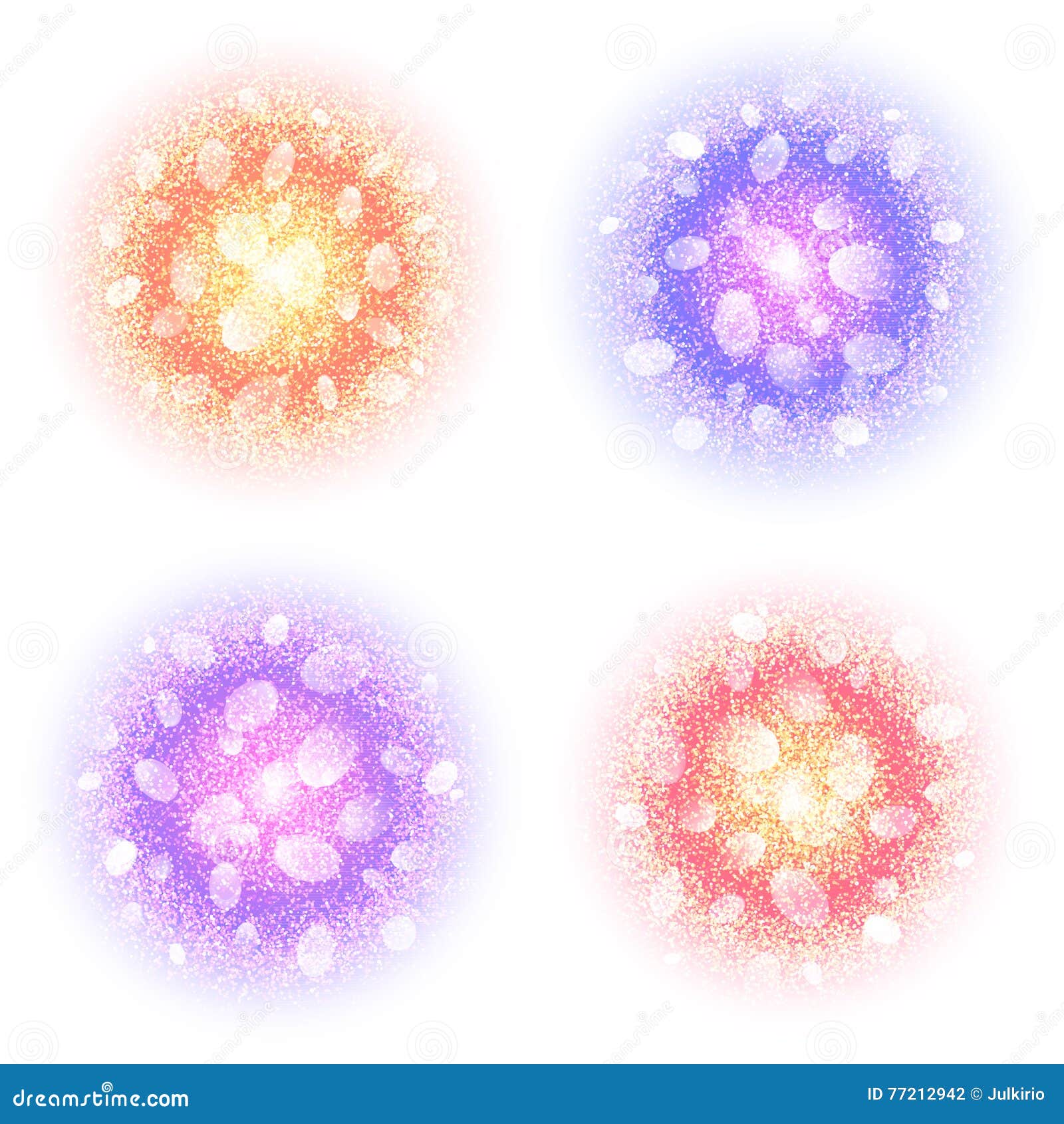 Abstract Round Powder Clouds Set with Dust Particles on White ...