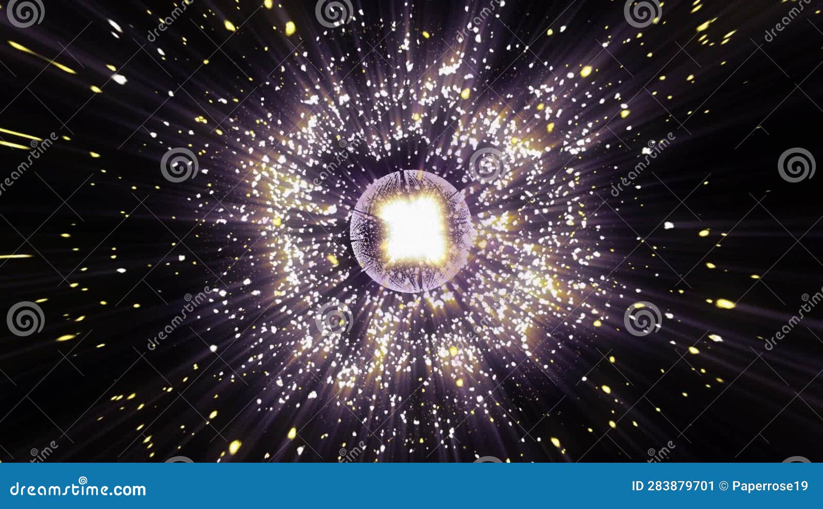 Abstract Round Sphere Glowing Energy Magic Molecule with Atoms from ...