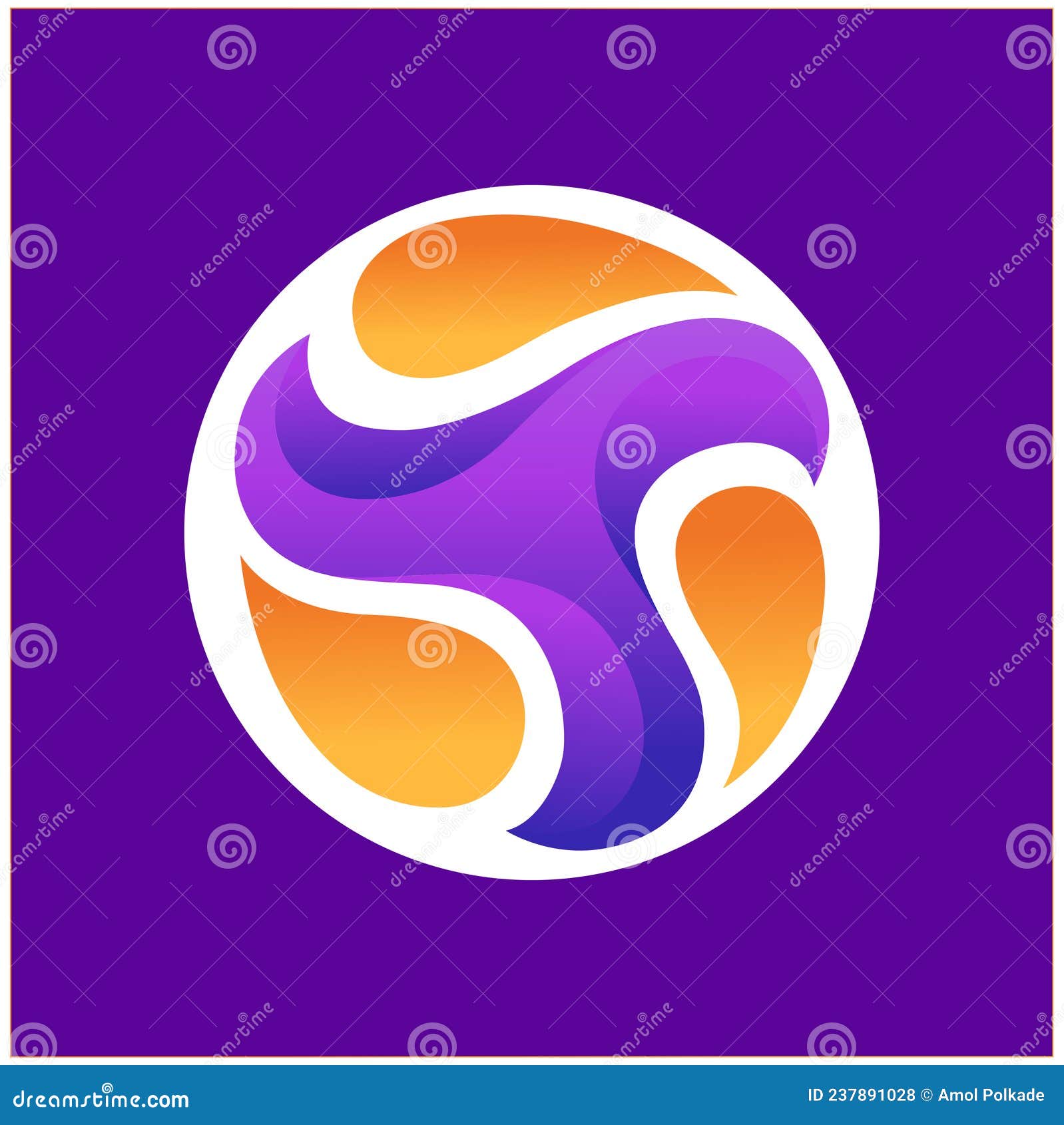 Abstract Round Three Corners Symbol. Creative Flow Round Shape Stock ...
