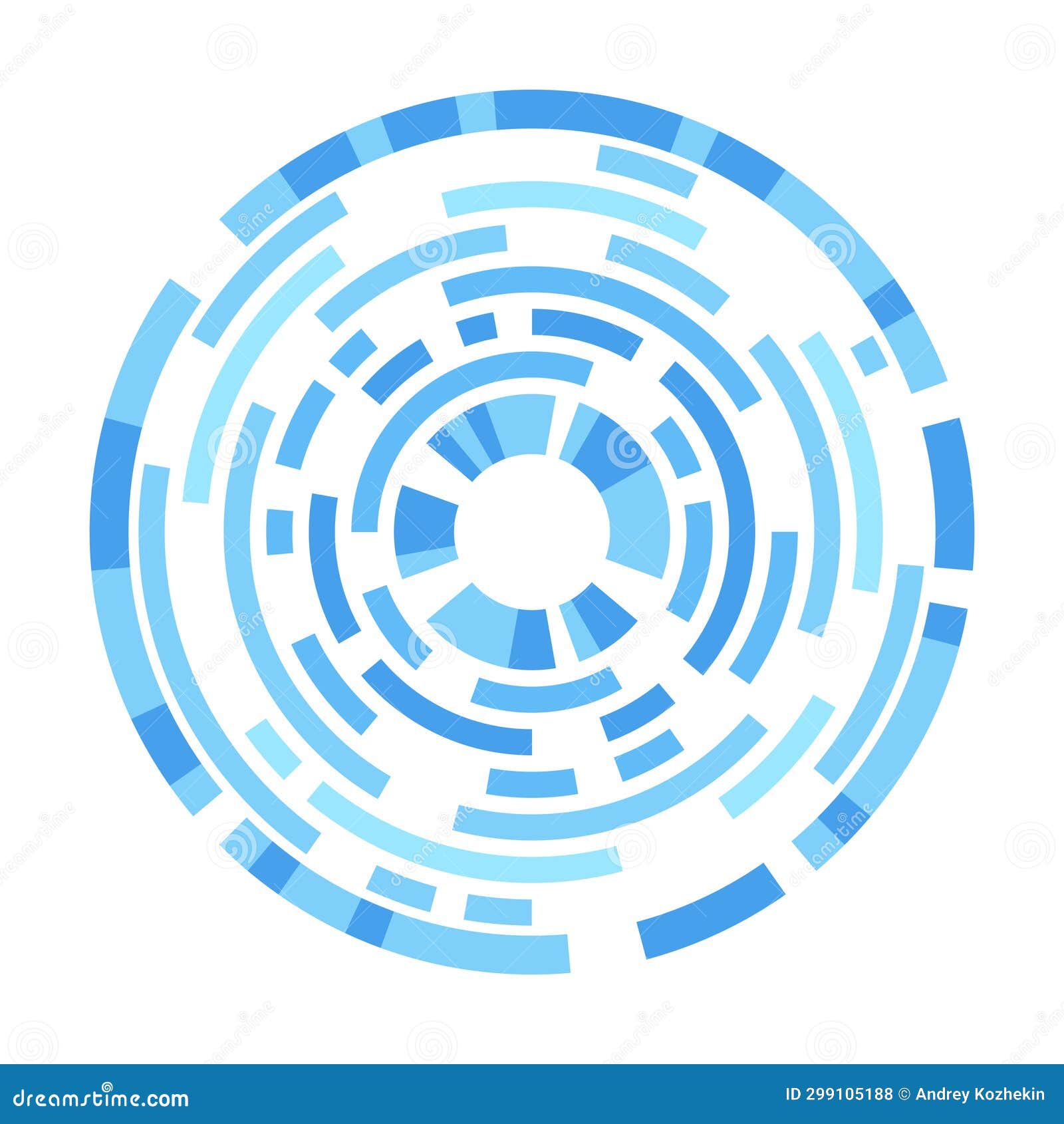 Abstract Round Vector Shape. Rotating Blue Color Stripes Stock Vector ...