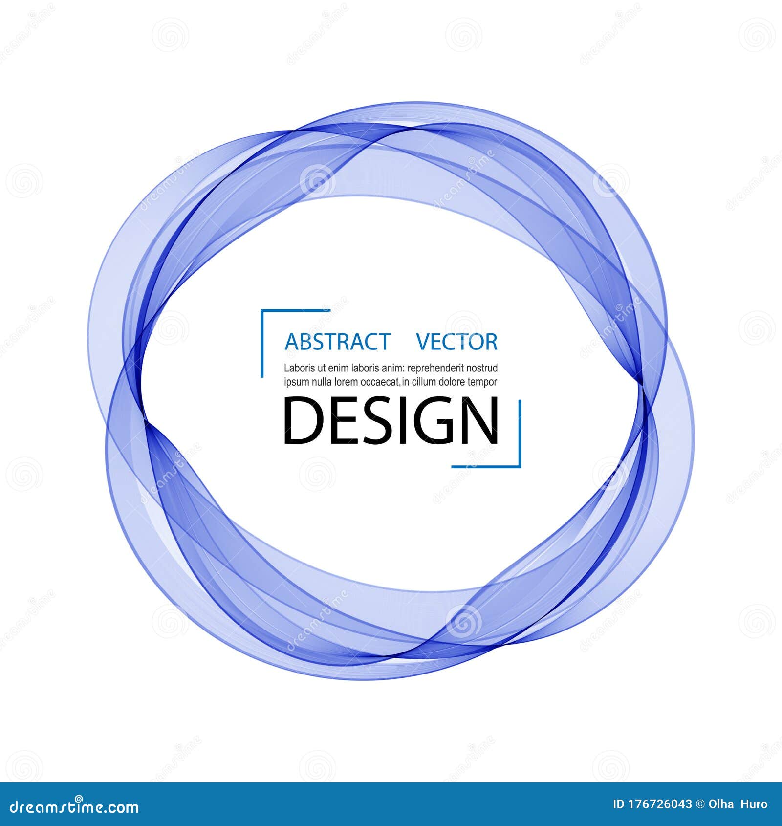 Abstract Round Wave Frame, Flow of Blue Transparent Waves in a Circle ...