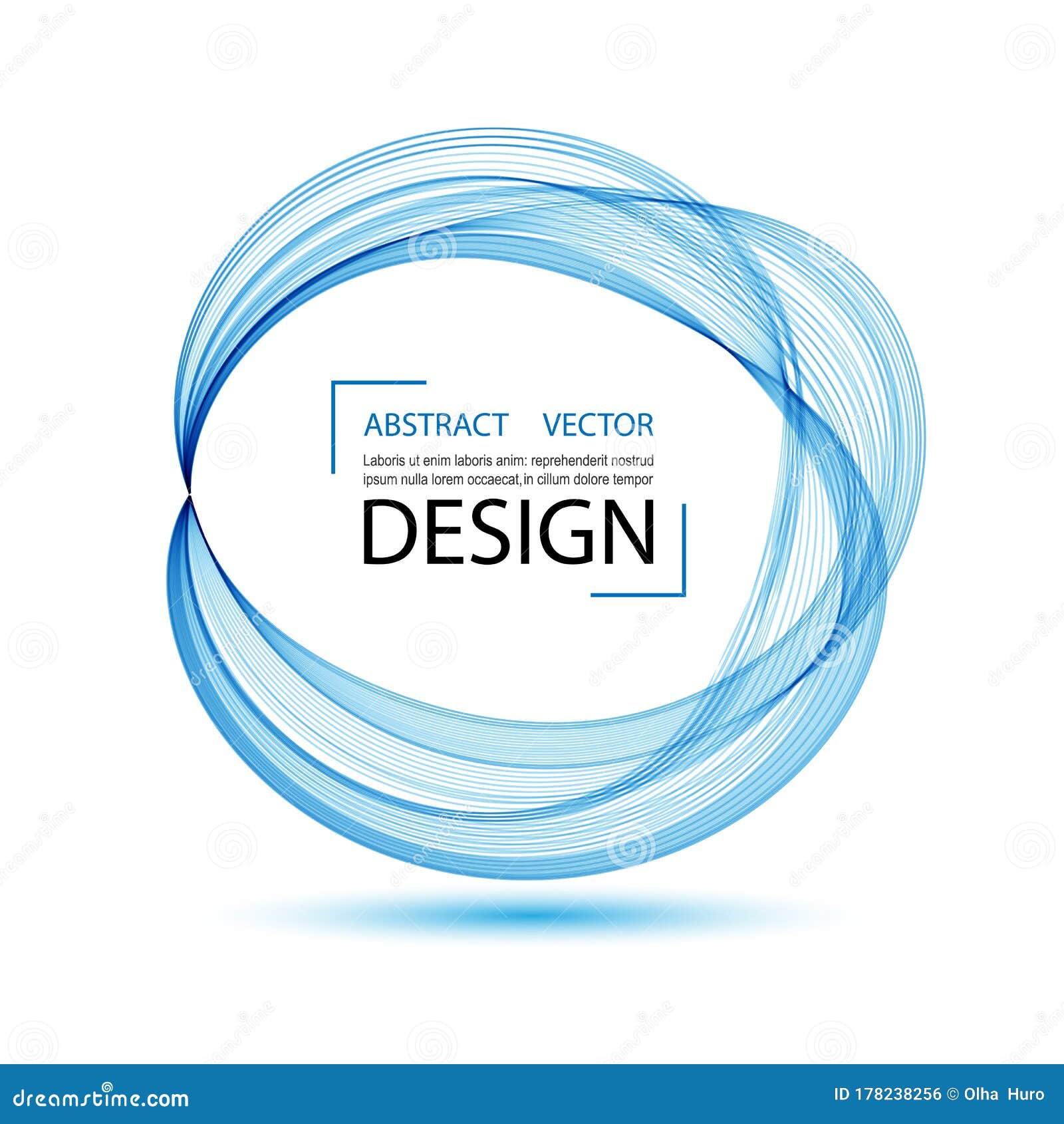 Abstract Round Wave Frame, Flow of Blue Transparent Waves in a Circle ...