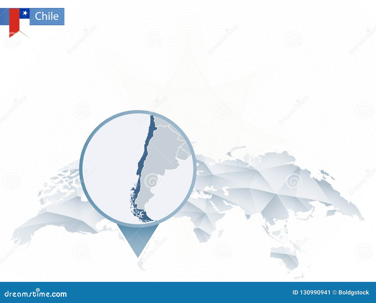 Map Pin With Detailed Map Of Chile And Neighboring Countries Vector ...