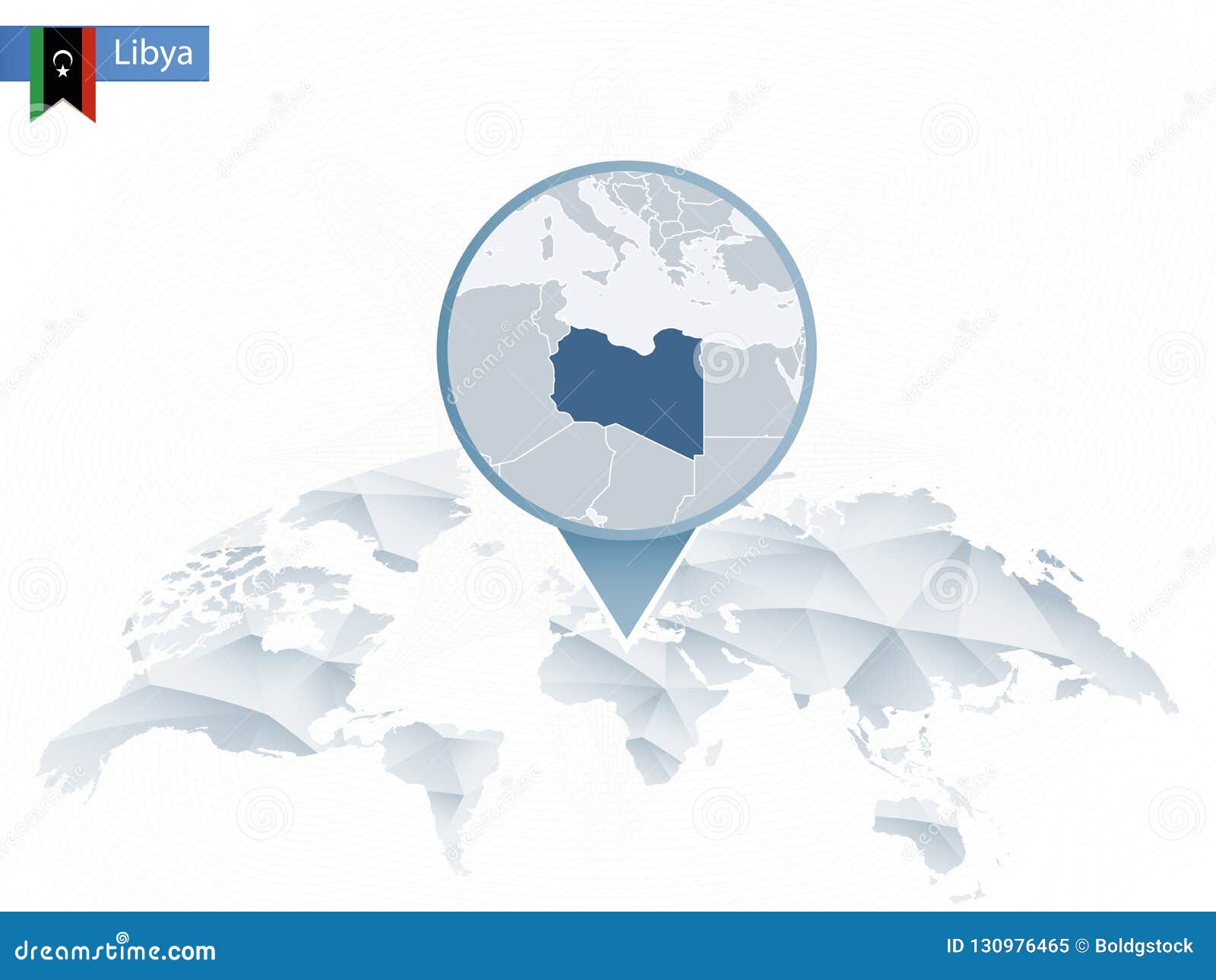 Detailed Libya Administrative Map With Country Flag And Location On A ...