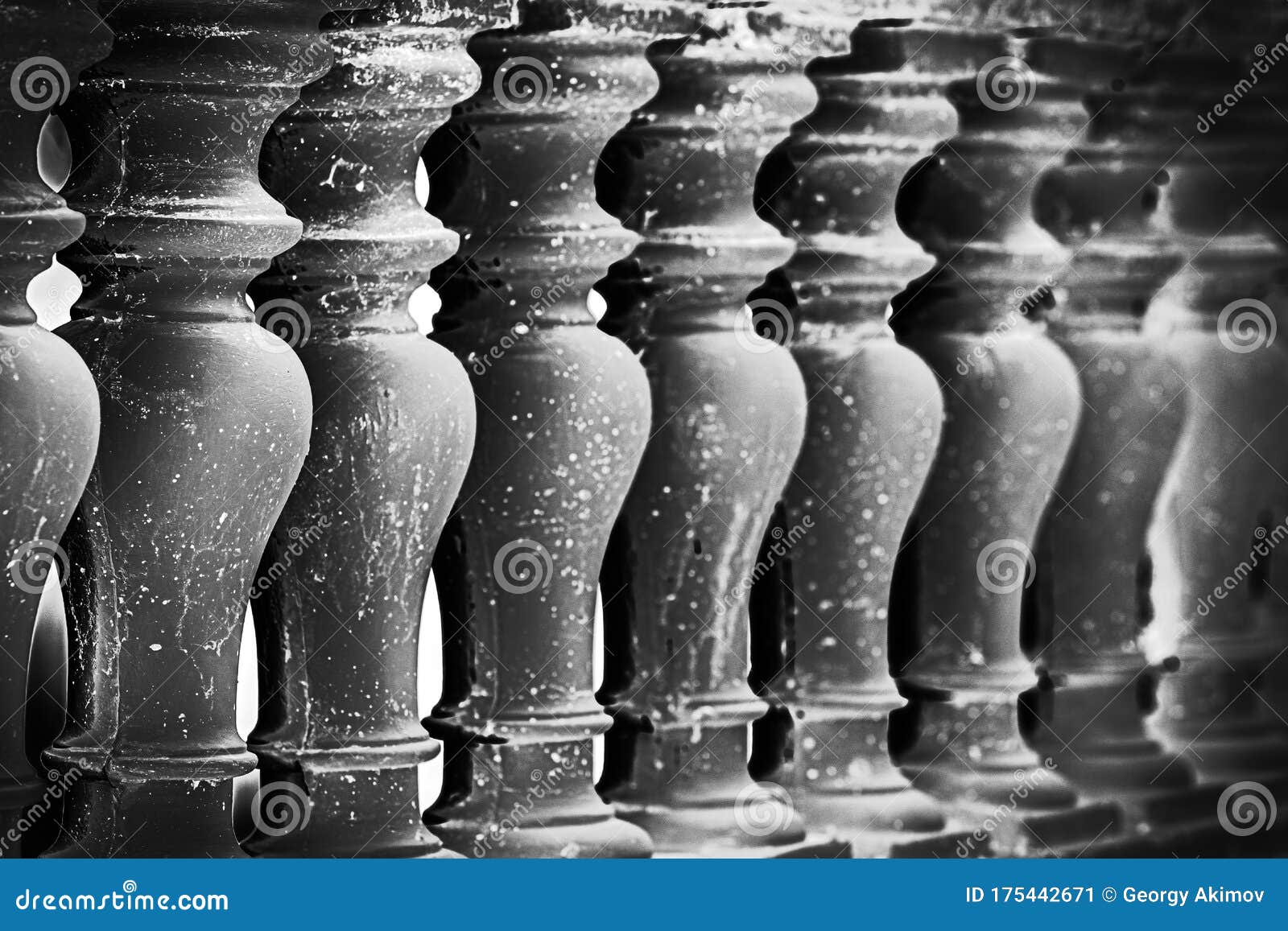 Abstract Row of White Architectural Columns Made of Stone Close-up ...