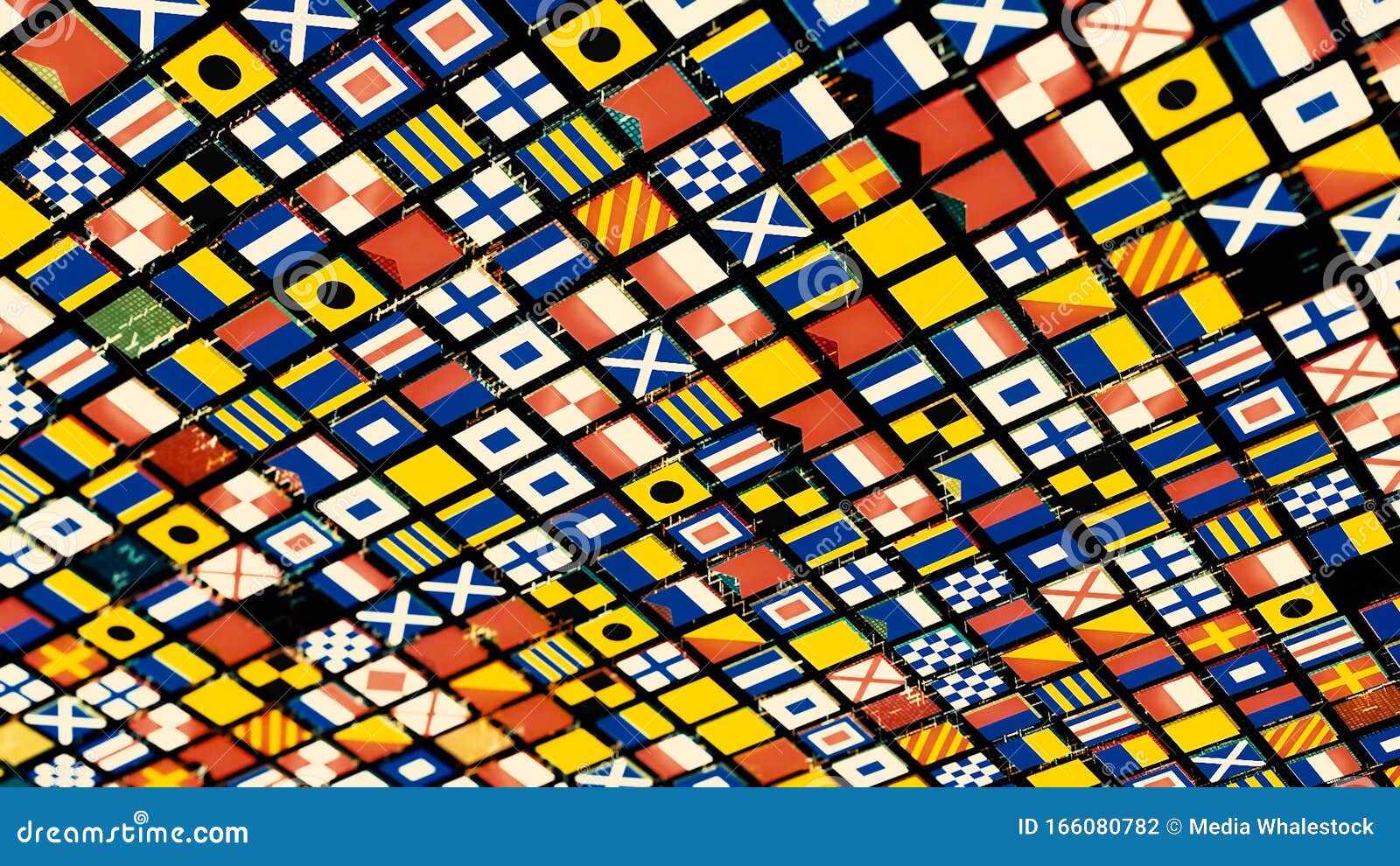 Abstract Rows of Flags of Different Countries Flowing on Black ...