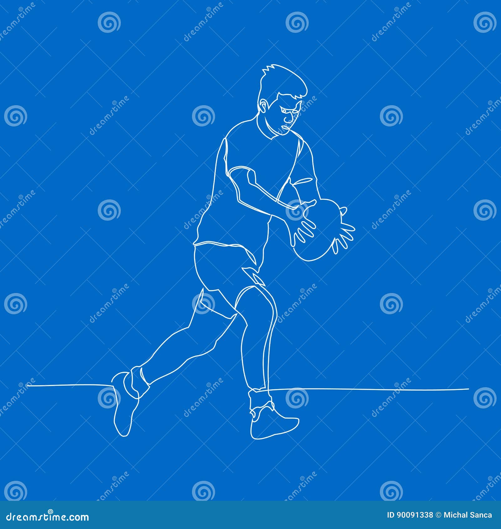 Abstract Rugby Player, Linear Line Vector Stock Vector - Illustration ...