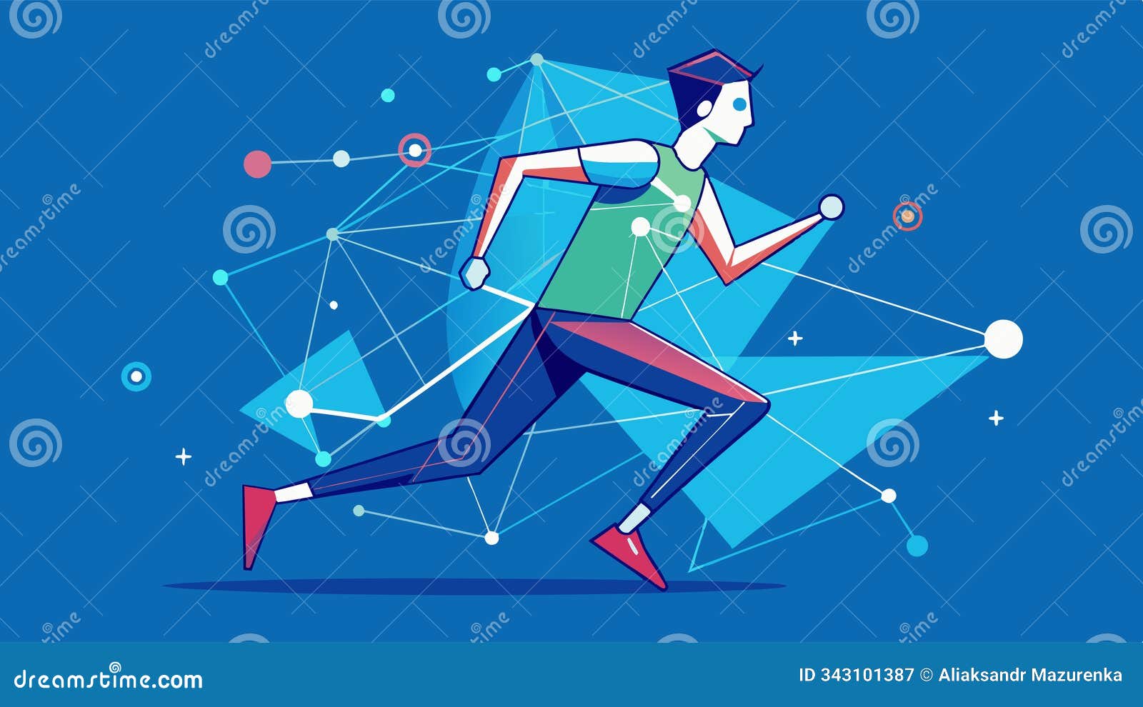 Abstract Running Man Form Lines and Triangles, Point Connecting Network ...