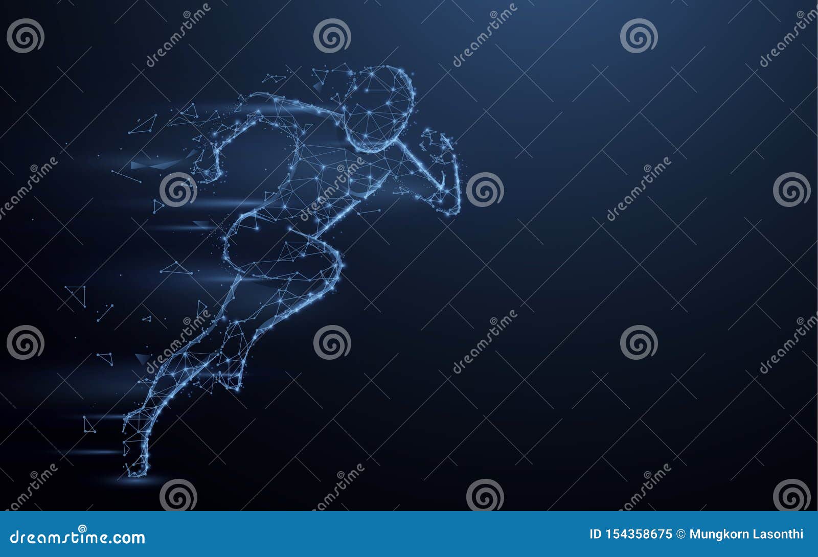 Abstract Running Man Form Lines and Triangles, Point Connecting Network ...