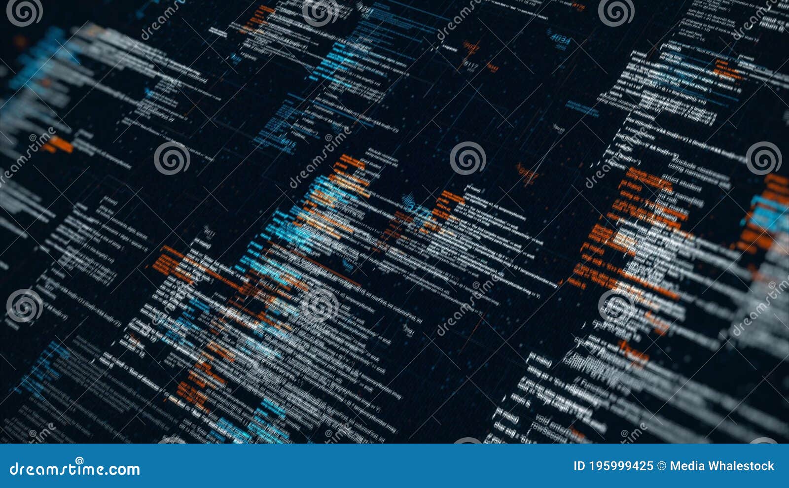 Abstract Running Random Lines of Abstract Code. Animation. Tons of Changing and Moving Data on ...
