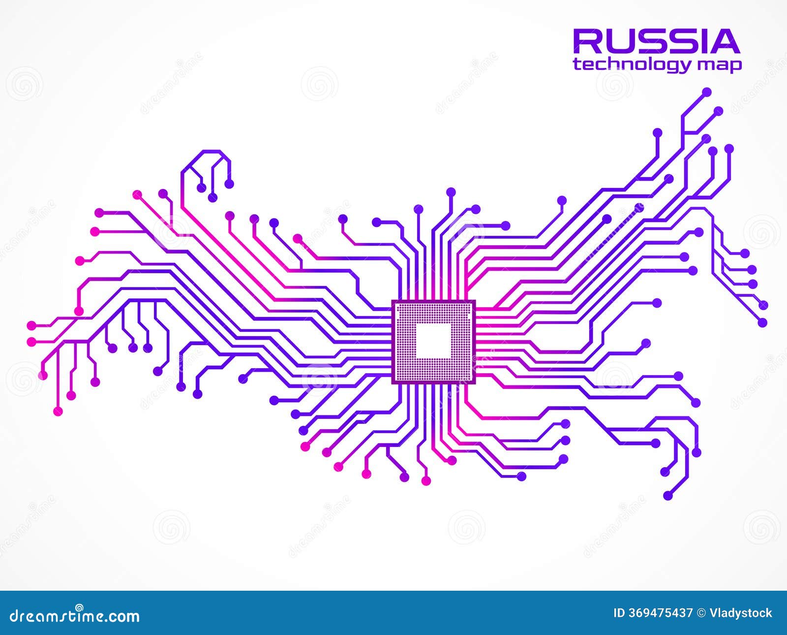 Abstract Russia Map With Cpu. Circuit Board. Technology Background ...
