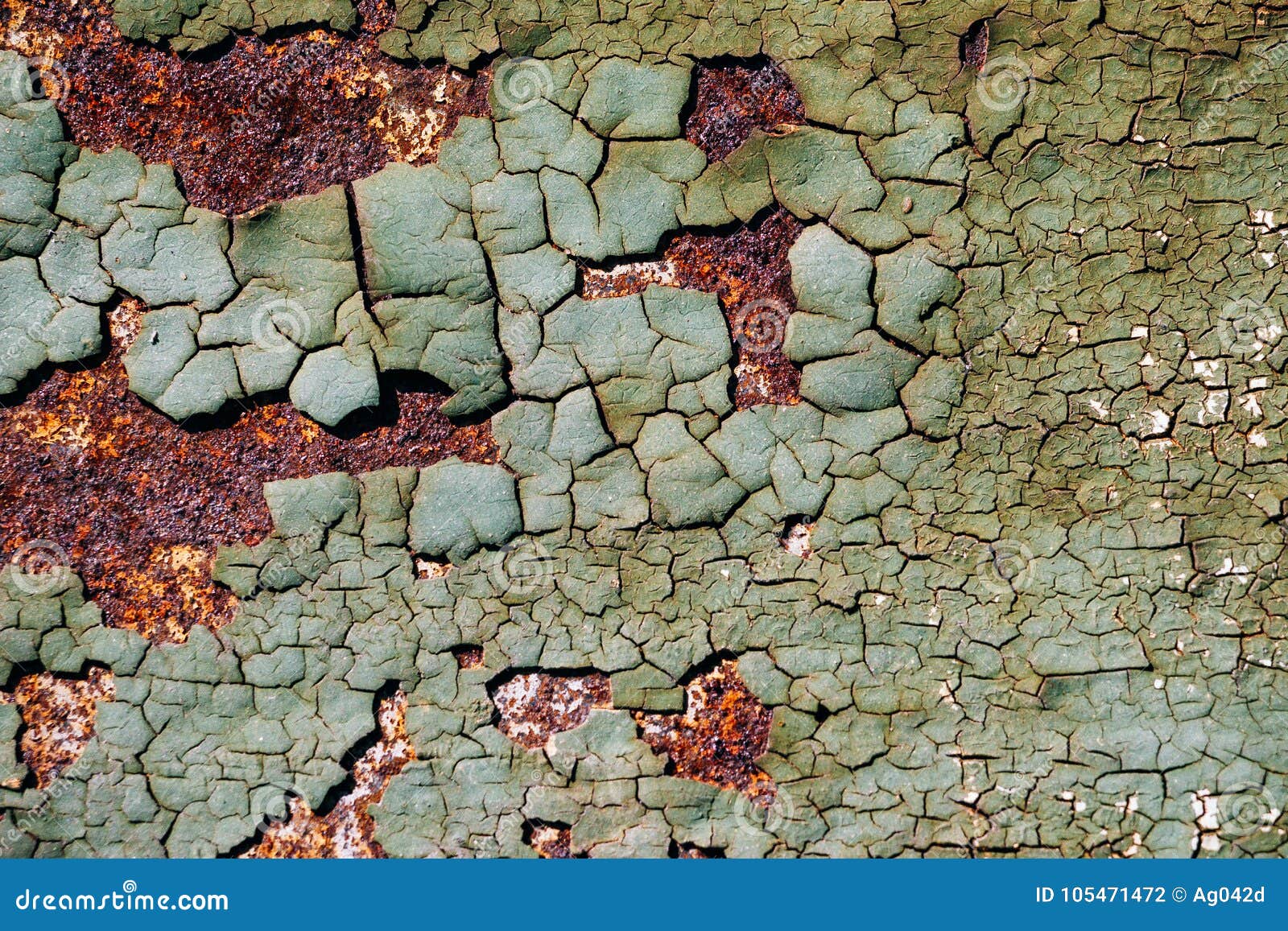 Abstract Rusty Texture with a Cracked Green Paint, Sheet of Rust Stock ...