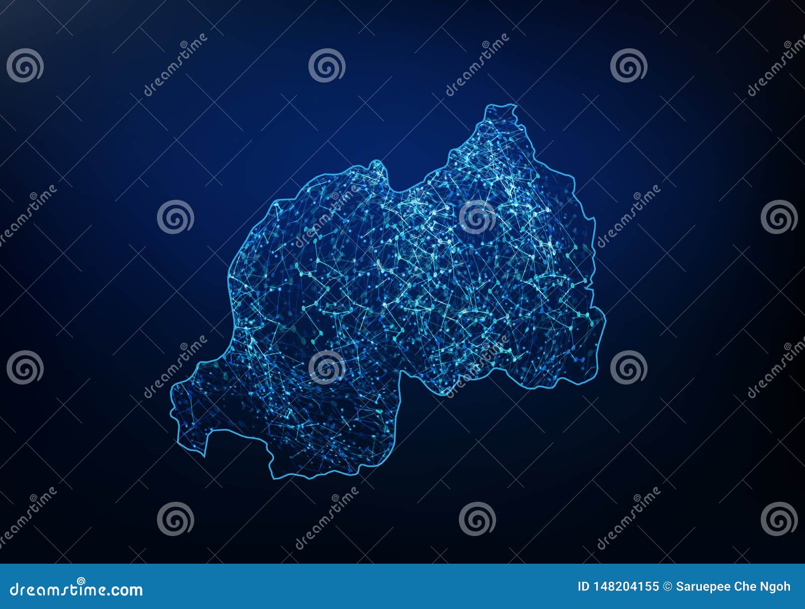 Abstract of Rwanda Map Network, Internet and Global Connection Concept ...