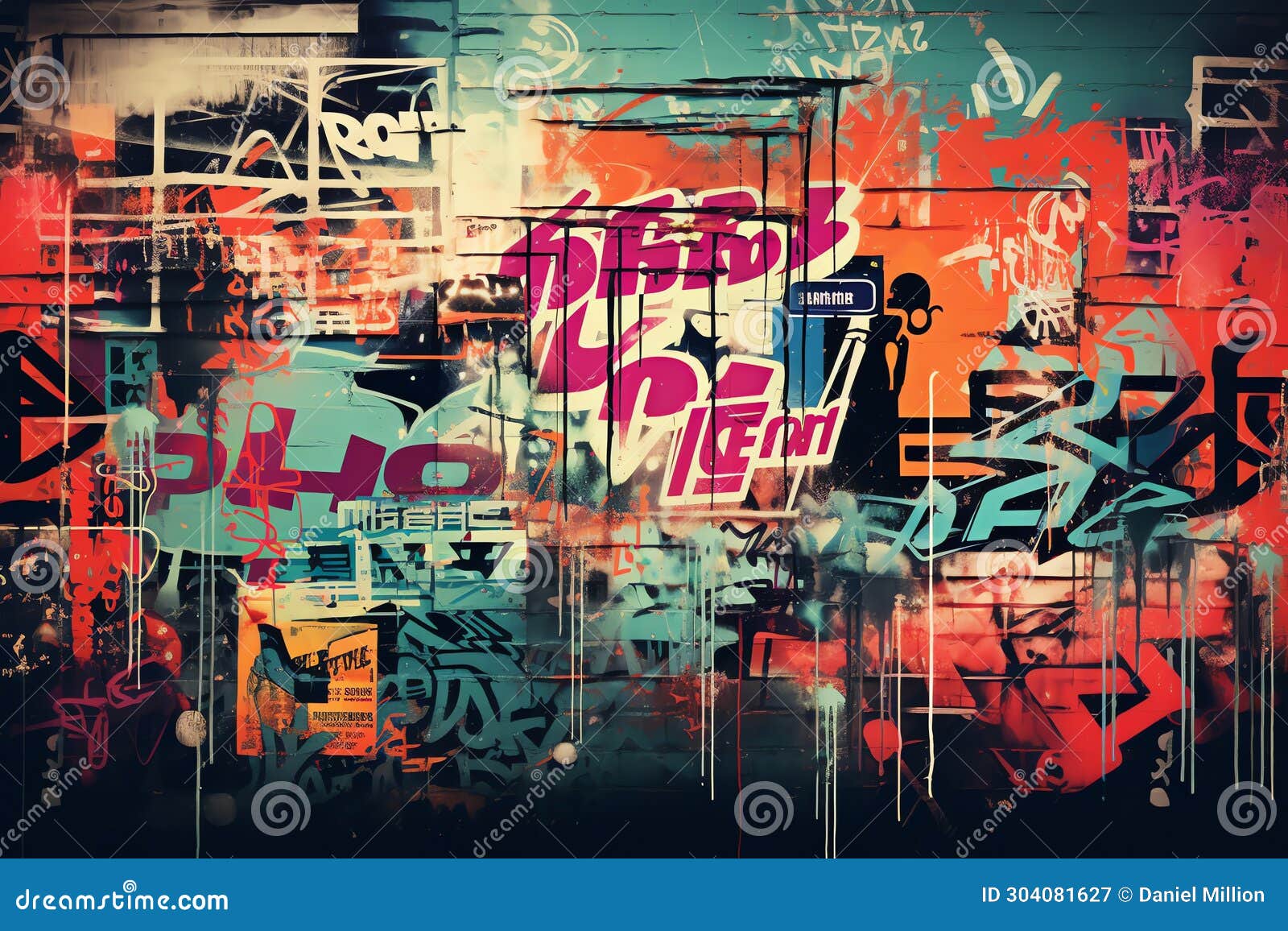 Abstract 80s Graffiti Tags Backdrop 80s Retro Nostalgic Stock ...