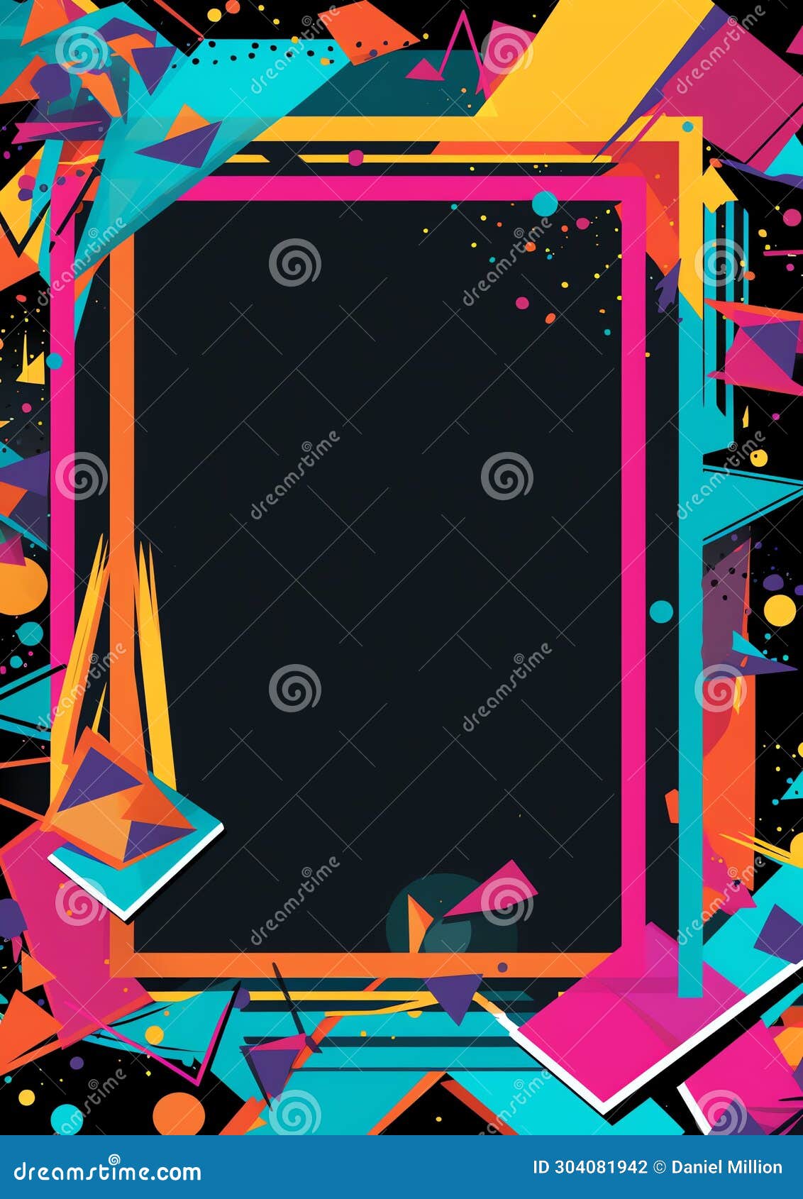 Abstract 80s Splash Paint Frame 80s Retro Nostalgic Stock Illustration ...