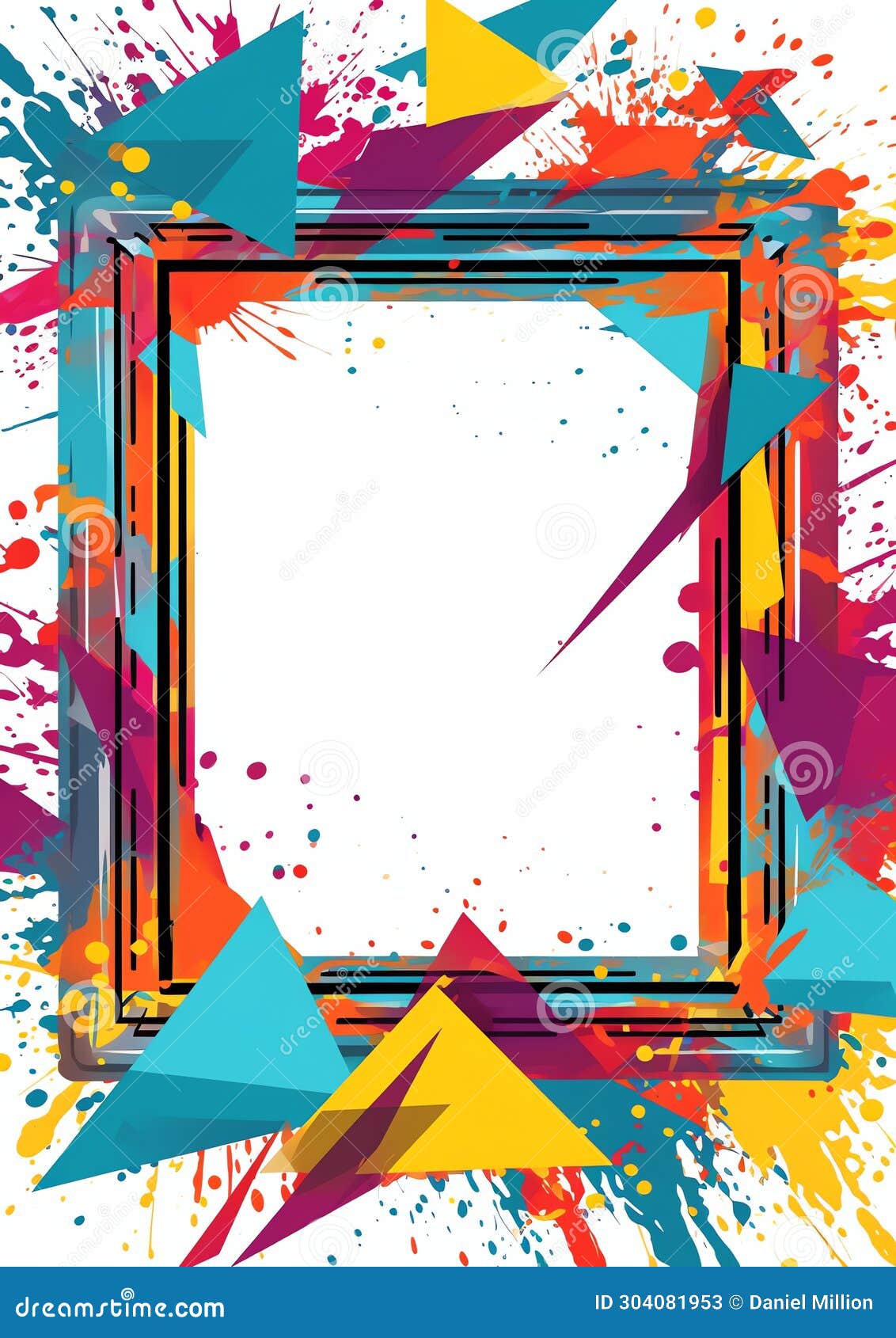 Abstract 80s Splash Paint Frame 80s Retro Nostalgic Stock Illustration ...