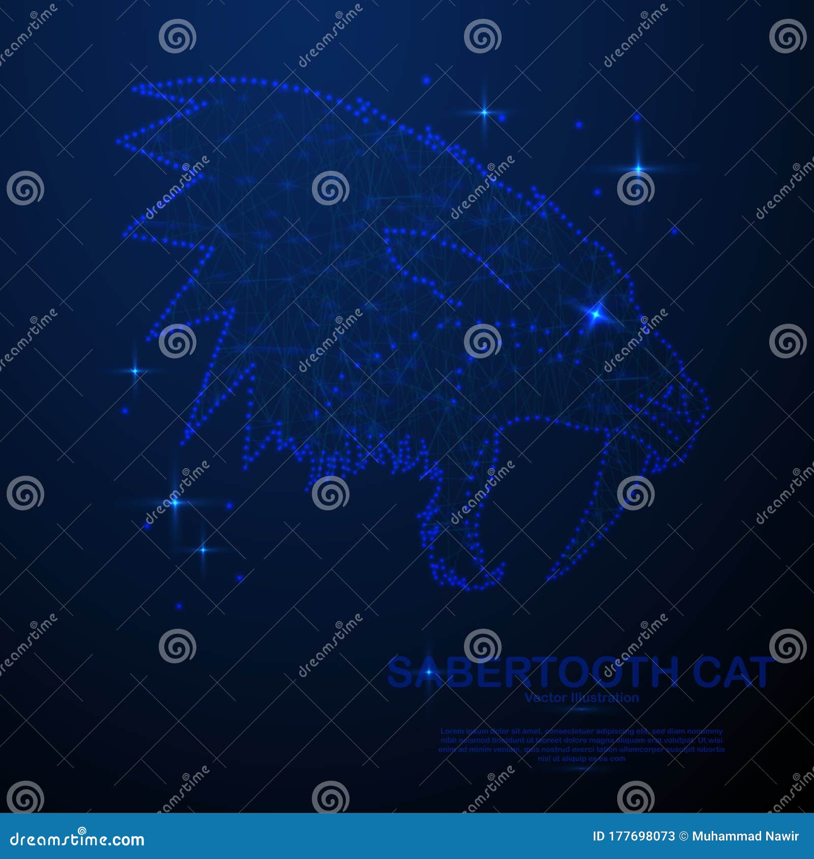 Abstract Sabertooth Cat in the Space, Low Poly Style Design Stock ...