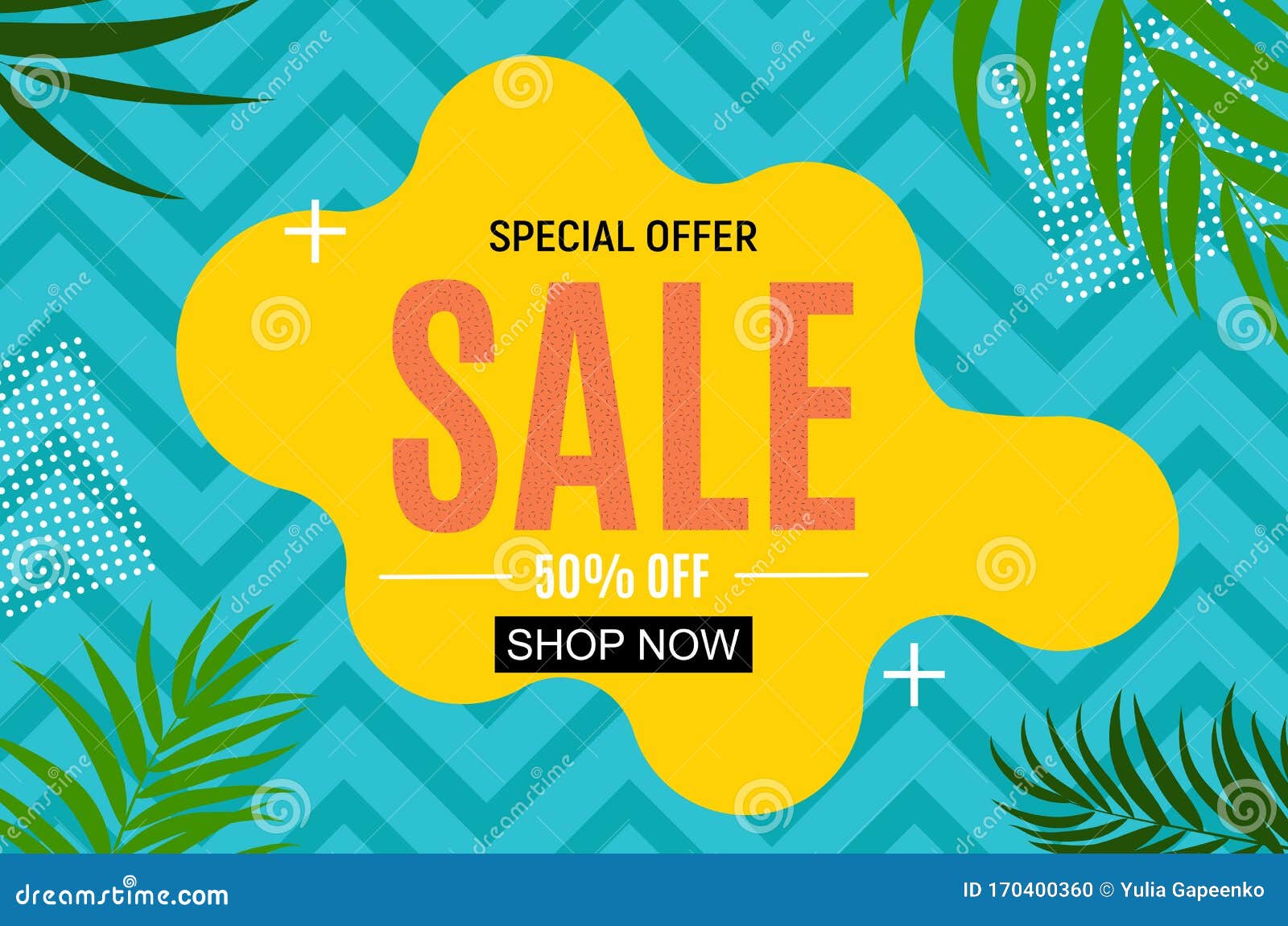 Abstract Sale Background with Palm Leaves. Vector Illustration Stock ...