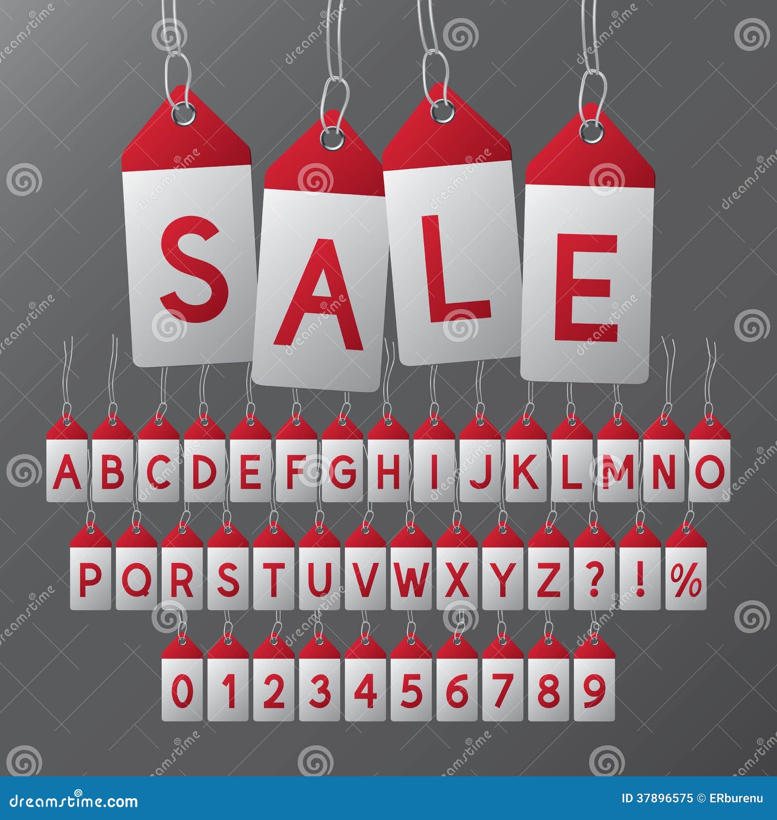 Abstract Sale Tag Font and Numbers Stock Vector - Illustration of ...