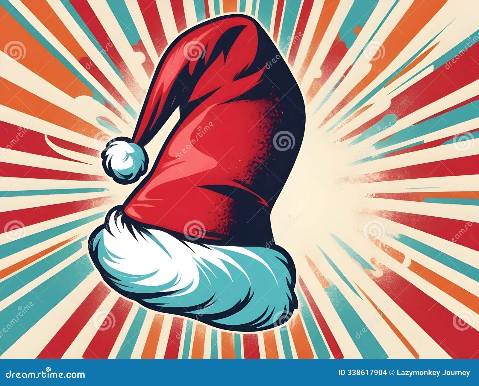 Abstract Santa Hat Pop Art Retro Illustration Stock Illustration ...