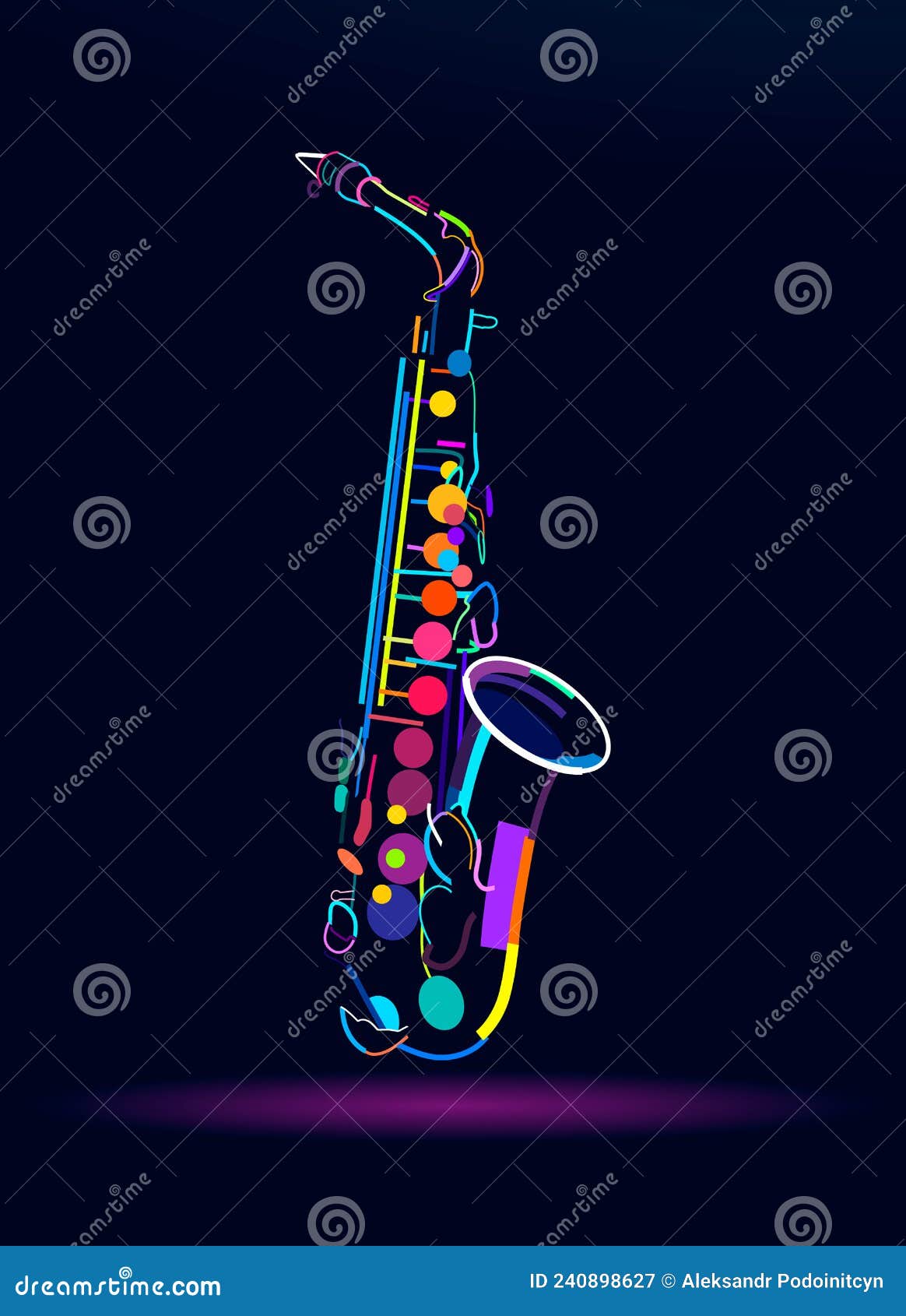 Abstract Saxophone from Multicolored Paints, Colorful Drawing Stock ...