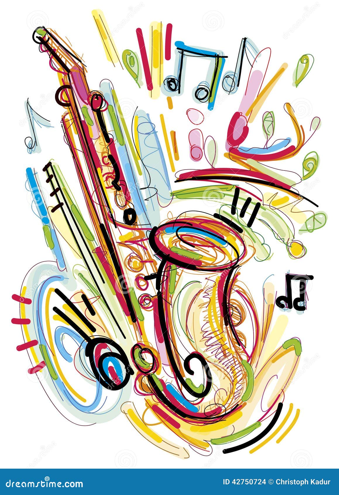 Abstract Saxophone Sketch stock illustration. Illustration of painting ...
