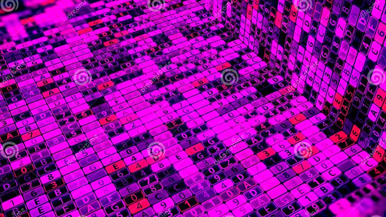 Abstract Scanning Data Process with Blinking Characters and Numbers, Seamless Loop. Animation ...