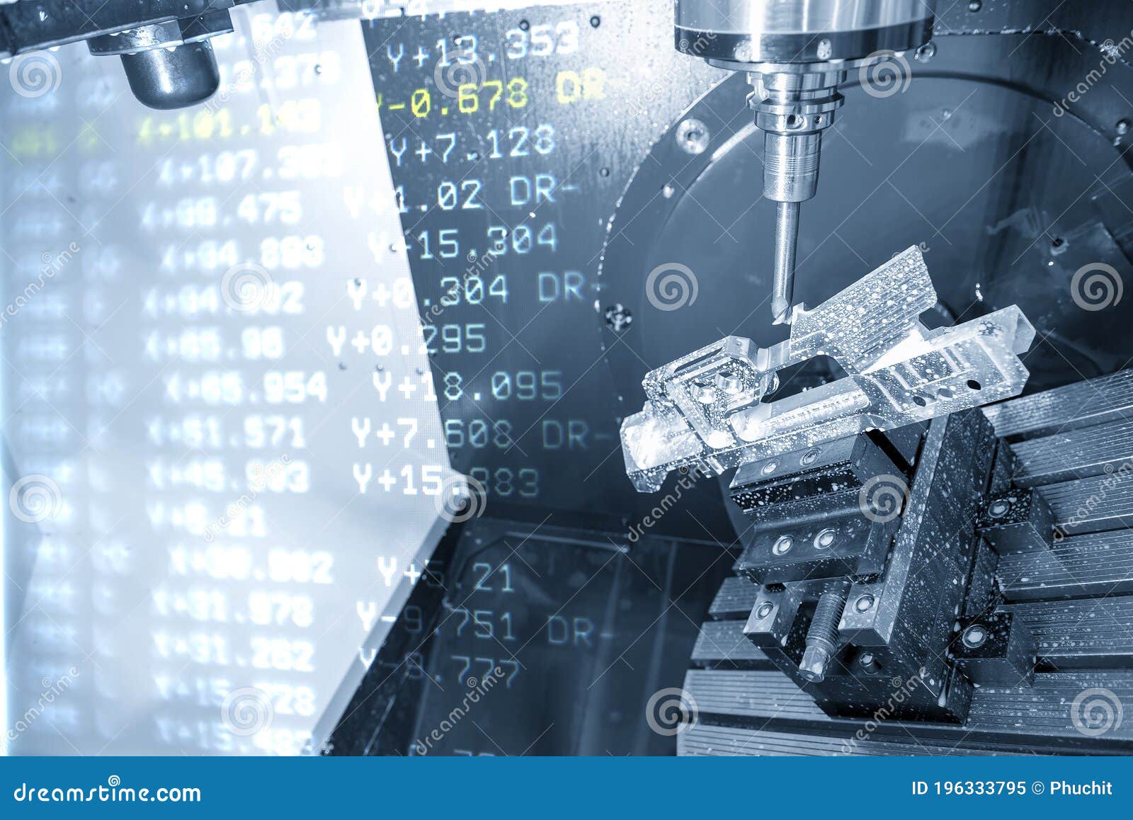 The Abstract Scene of 5 Axis CNC Machining Center Cutting the Aerospace ... The Abstract Scene of 5 Axis CNC Machining Center Cutting the Aerospace ...