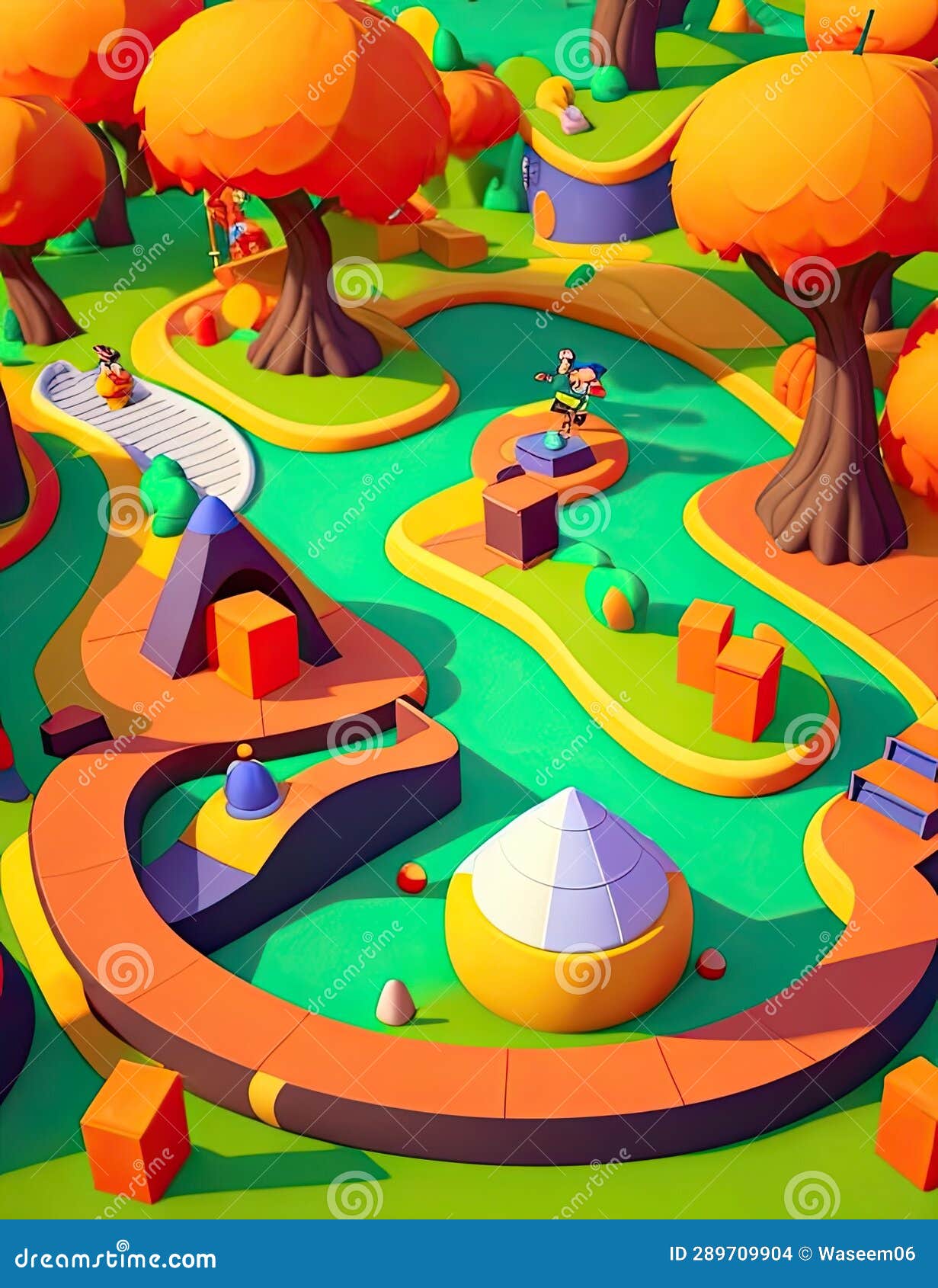 Abstract Scene with Childrens Playground in the Park, Vector ...