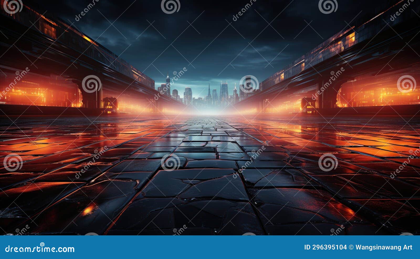 Abstract Scene of the City at Night Stock Illustration - Illustration ...