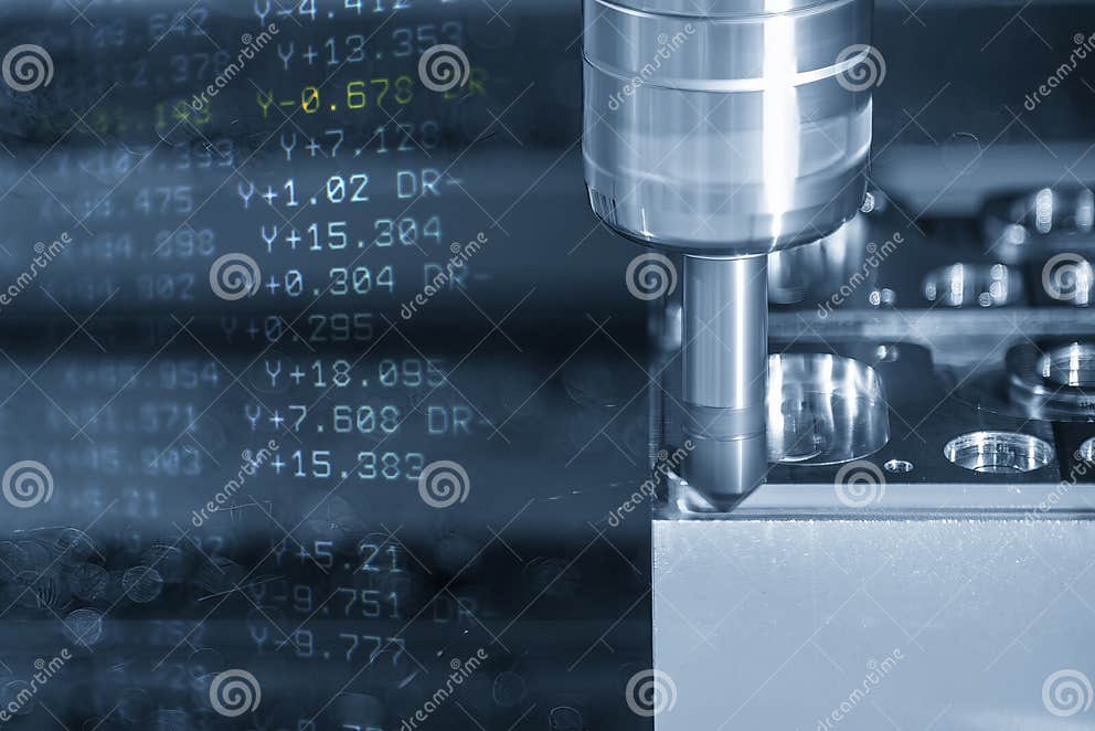 Abstract Scene the CNC Milling Machine Chamfering Process and G-code ...
