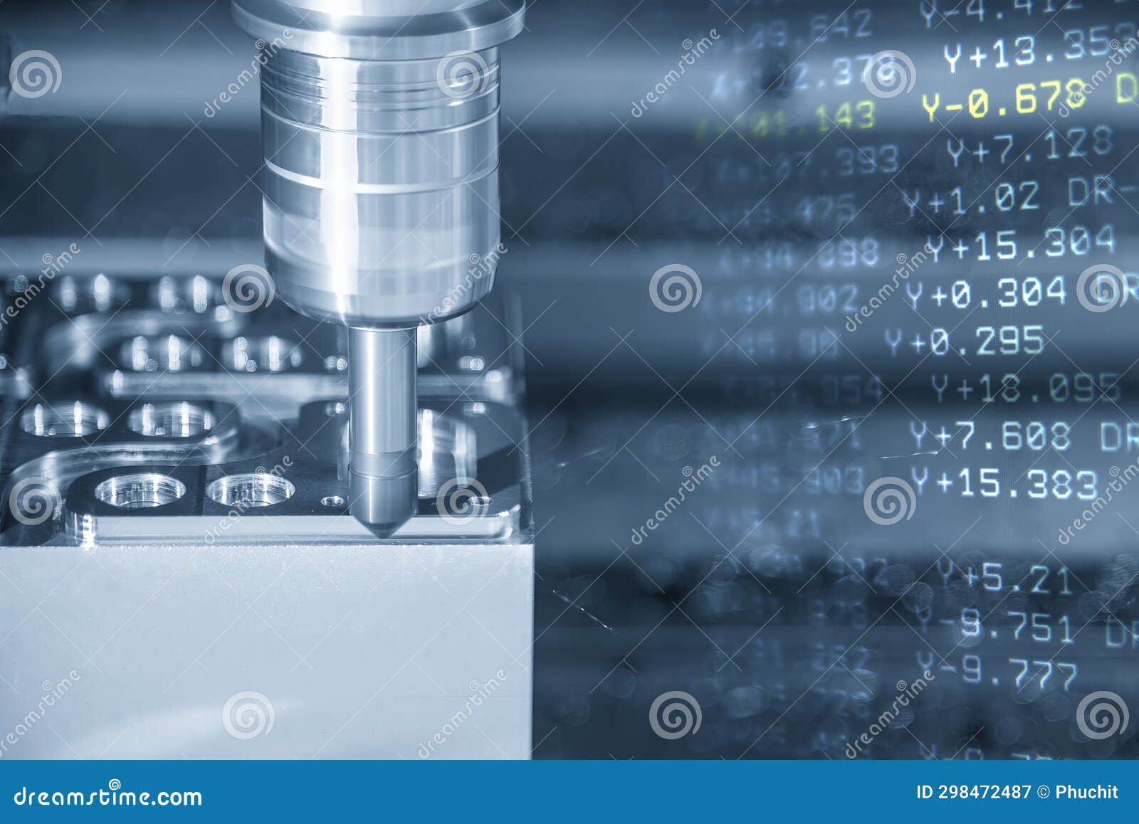 Abstract Scene the CNC Milling Machine Chamfering Process and G-code ...
