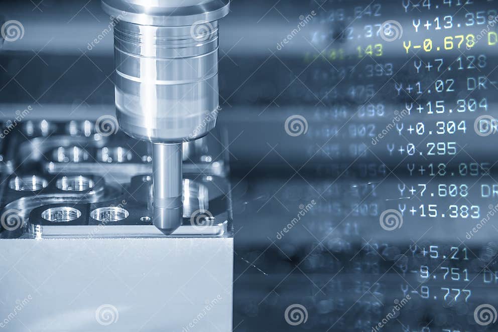 Abstract Scene the CNC Milling Machine Chamfering Process and G-code ...
