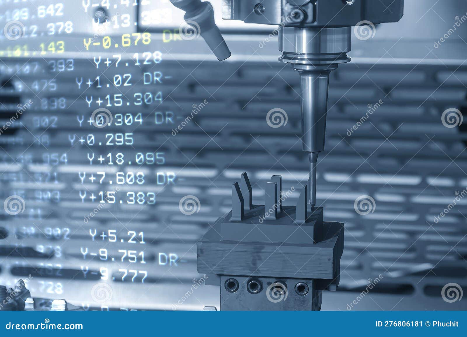 Abstract Scene CNC Milling Machine Cutting the Graphite Electrode Parts ...