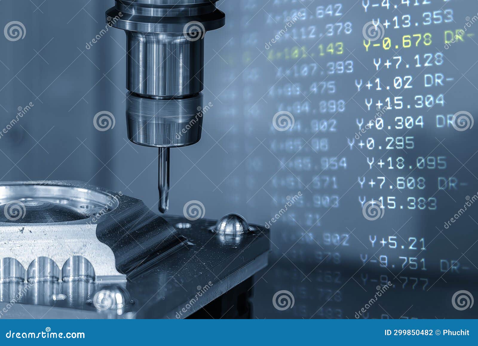Abstract Scene the CNC Milling Machine Cutting Mold Part and G-code ...