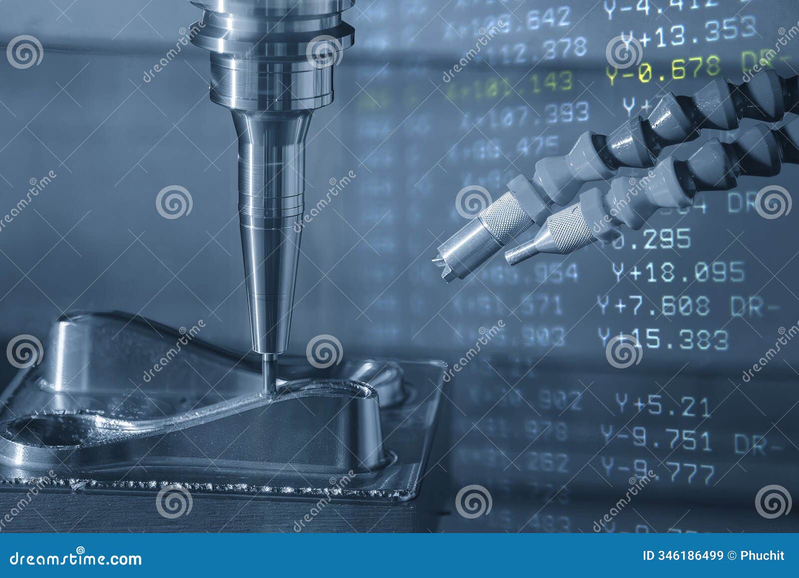 Abstract Scene the CNC Milling Machine Cutting Press Die Part and G ...