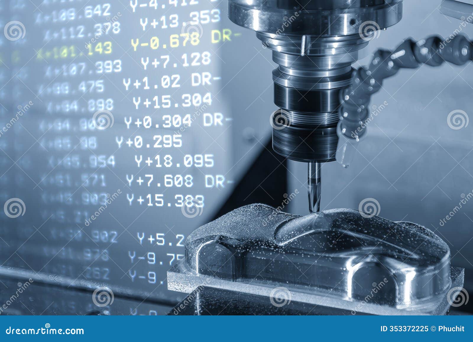 Abstract Scene the CNC Milling Machine Cutting Press Die Part and G ...