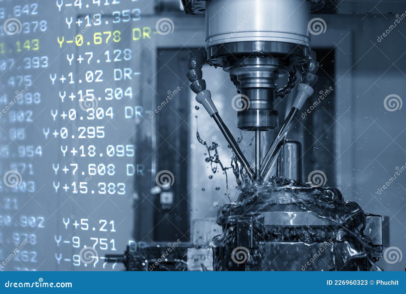 The Abstract Scene CNC Milling Machine Cutting the Shell Mold Parts and ...