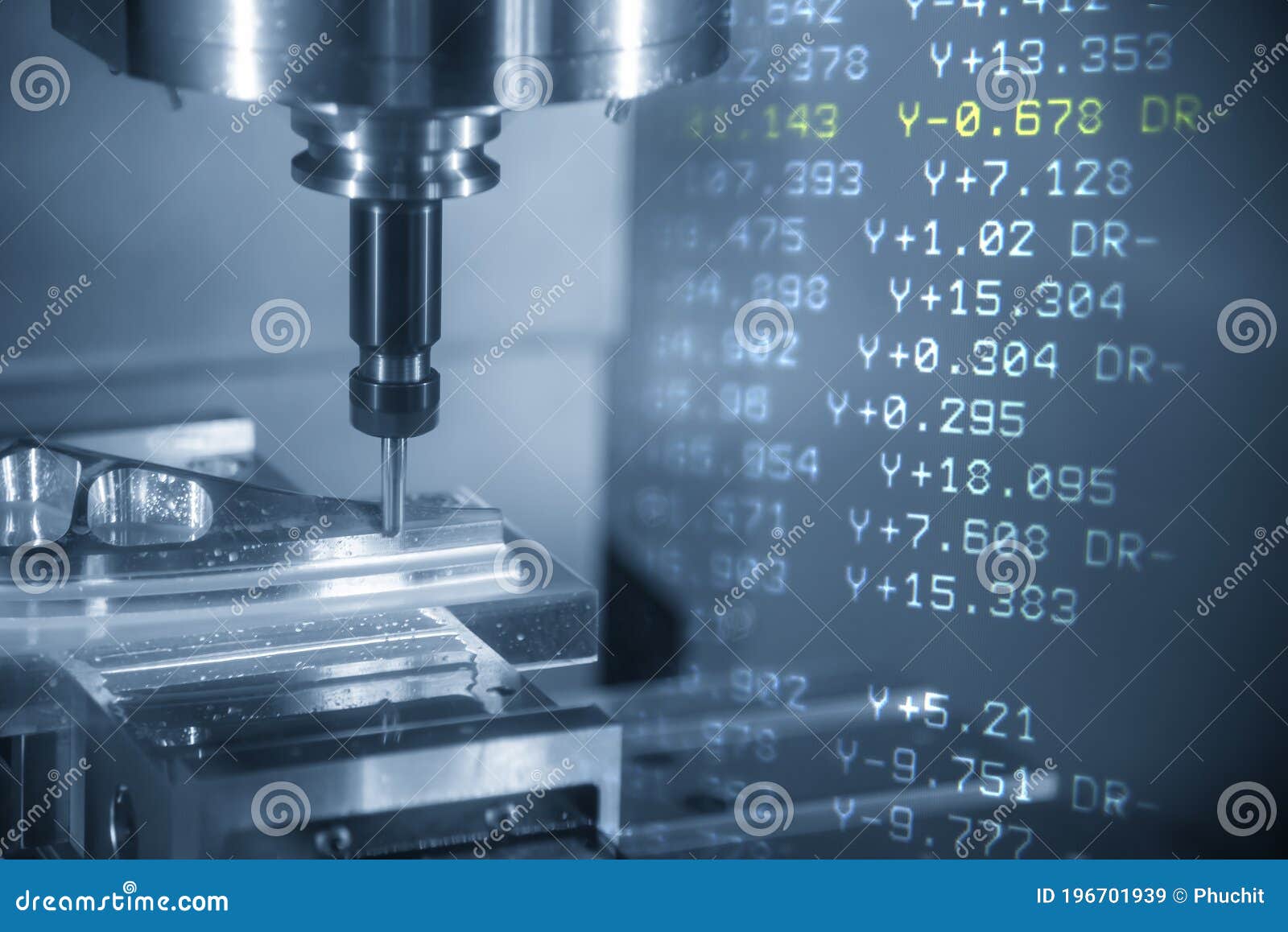 Abstract Scene of CNC Milling Machine and G-code Data Background. Stock ...