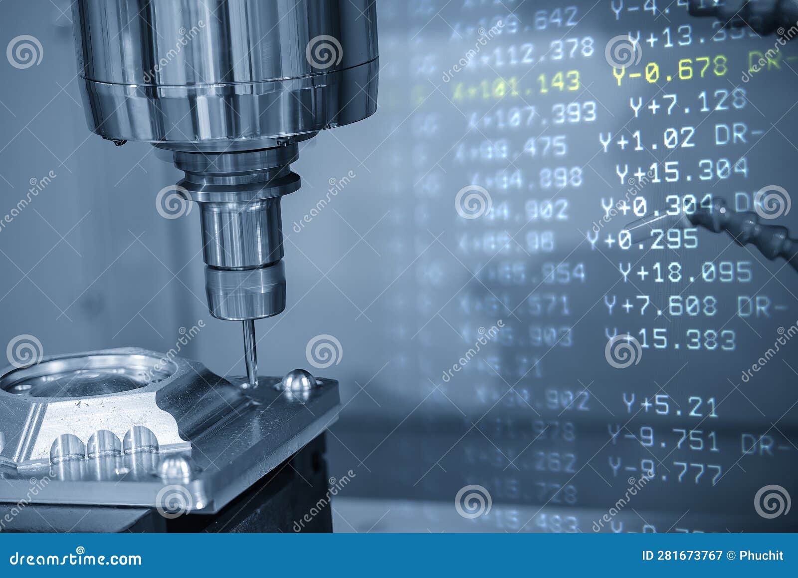 Abstract Scene CNC Milling Machine and G-code Data Background Stock ...