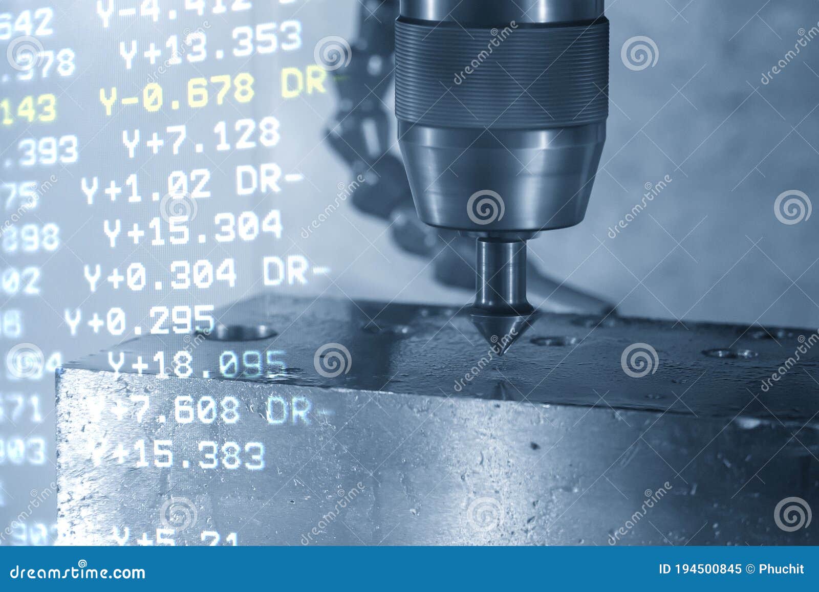 Abstract Scene of CNC Milling Machine and G-code Data Background ...