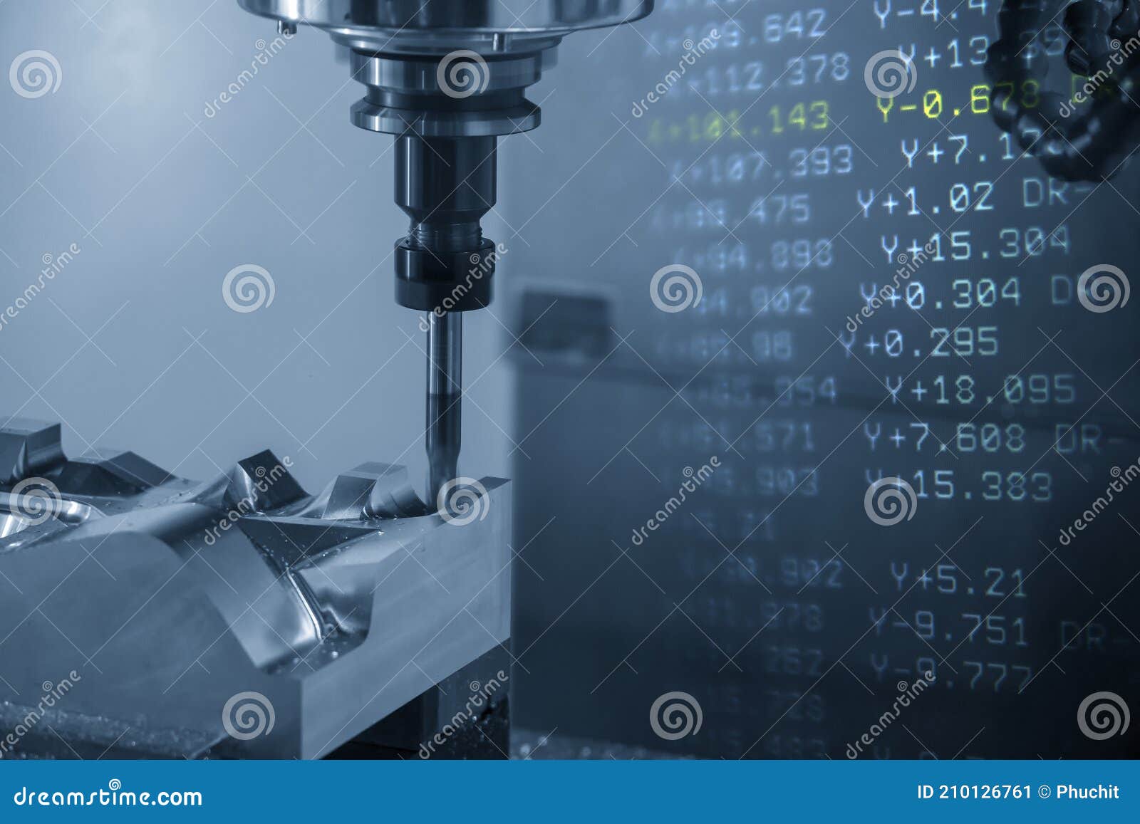 Abstract Scene of CNC Milling Machine and G-code Data Background. Stock ...