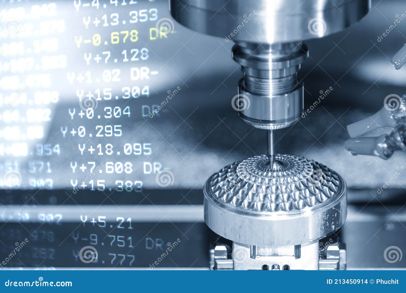 Abstract Scene of CNC Milling Machine and G-code Data Background. Stock ...